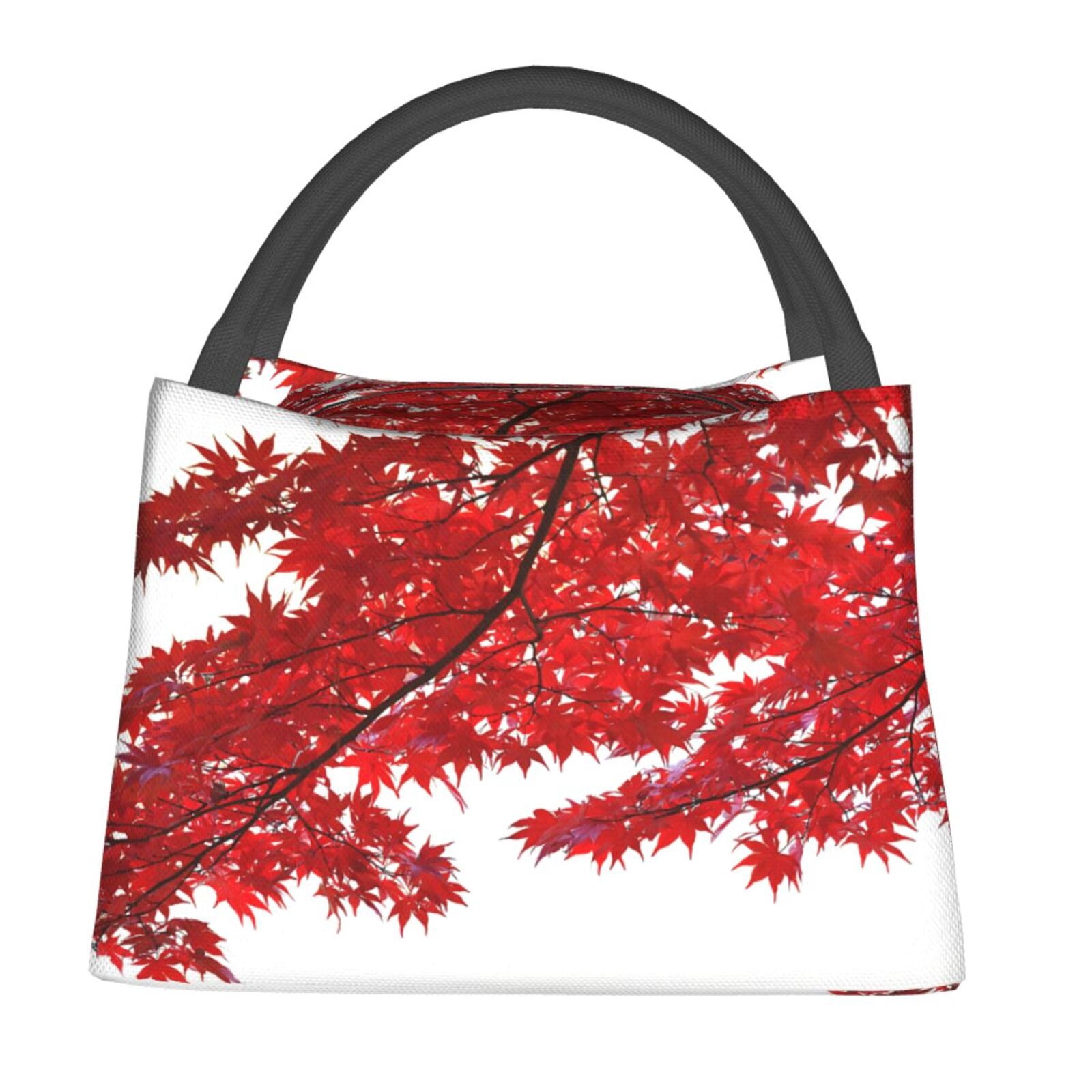 Yiaed Red Maple Leaf Print Lunch box lunch bag Portable Insulated Lunch ...