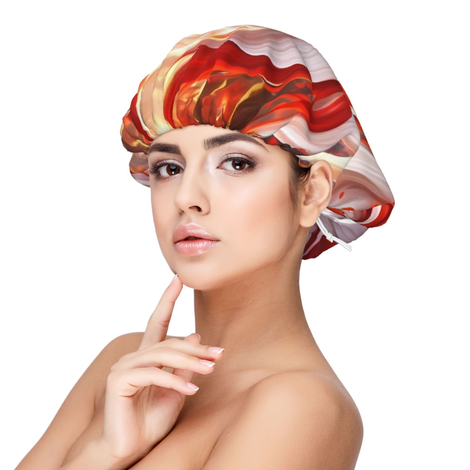 Yiaed Red Sun Flame Fox Print Satin Bonnet Silk Bonnet Hair Bonnet for ...