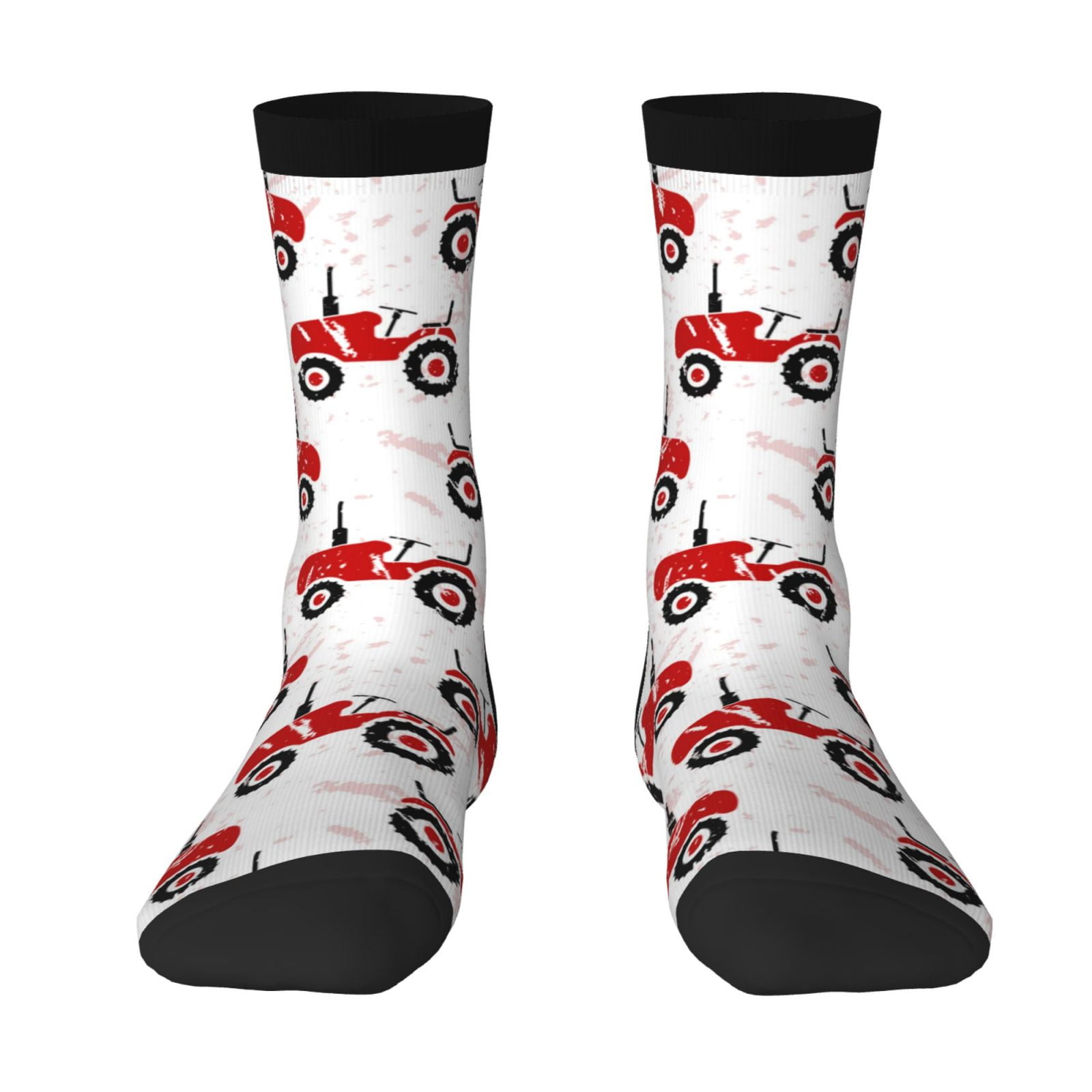 Yiaed Red Wheeled Tractors Print Great elasticity Crew Socks Sports ...