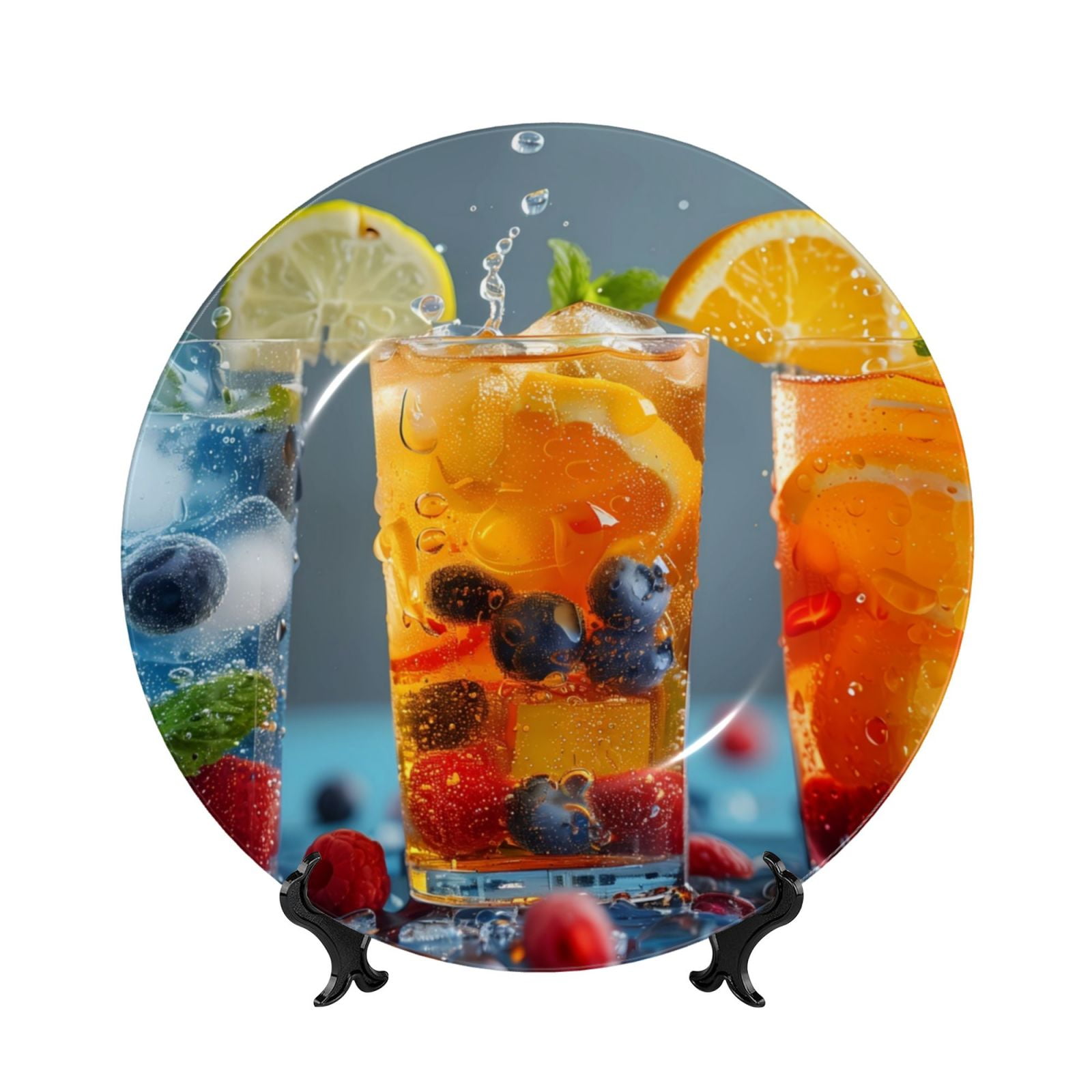 Yiaed Refreshing Fruit Infused Drinks Print Bone China Decorative Plate ...