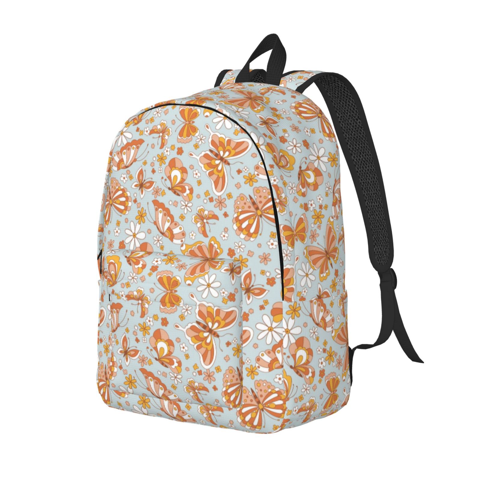 Yiaed Retro Floral Butterfly Print Print Laptop Backpack Travel Canvas ...