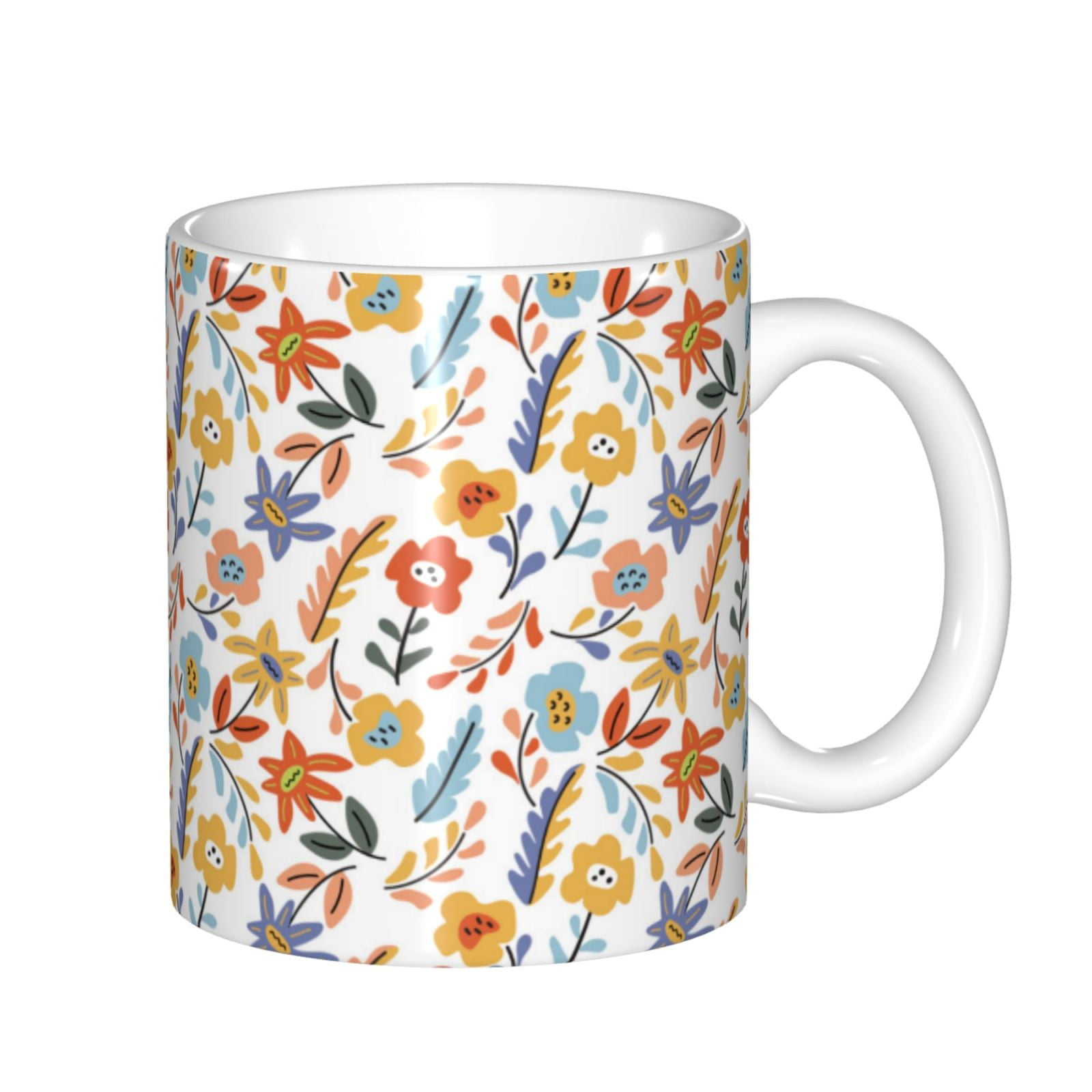 Yiaed Retro Floral Print Ceramics Coffee,Large Handle Design,Extra ...