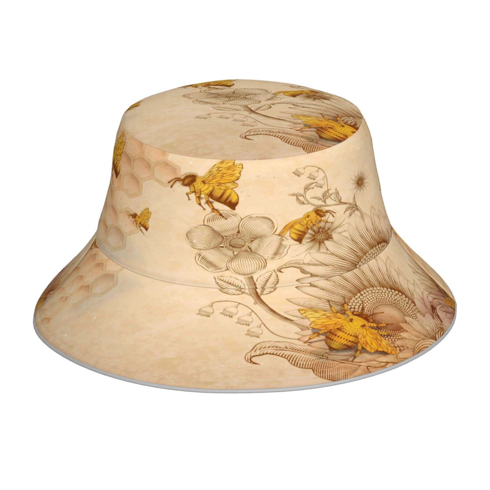 Yiaed Retro Hand Drawn Honey Bees And Sunflowers Print Reflective ...