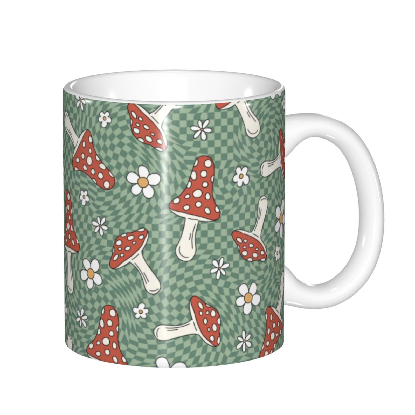 Yiaed Retro Hippie Groovy Mushroom Print Ceramics Coffee,Large Handle ...