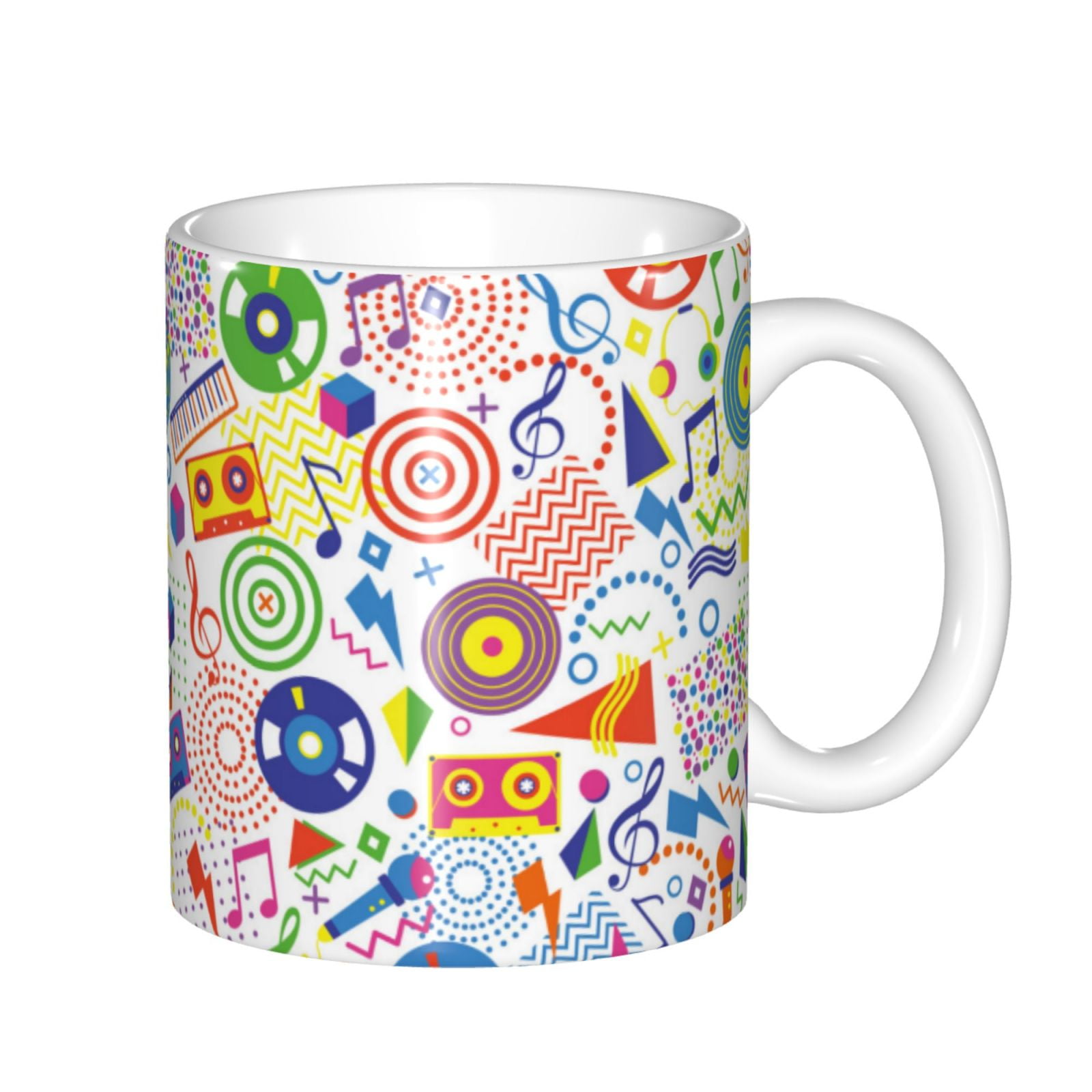 Yiaed Retro Musi Disco Print Ceramics Coffee,Large Handle Design,Extra ...