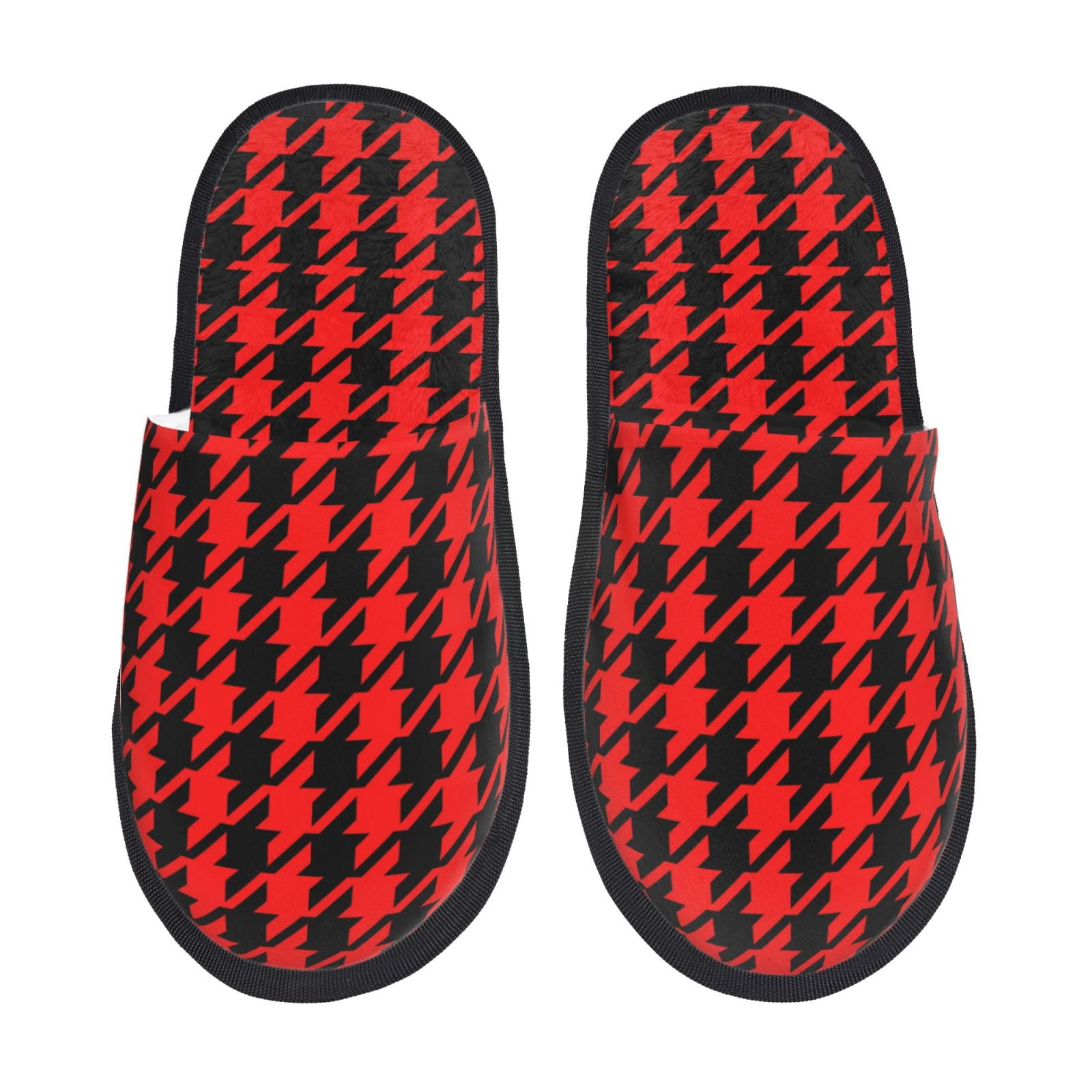 Yiaed Retro red and Black Houndstooth Print Unisex House Slippers, Slip ...