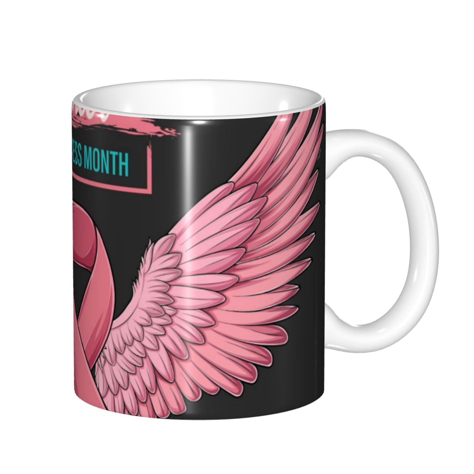 Yiaed Ribbon With Angel Wings Print Ceramics Coffee,Large Handle Design ...