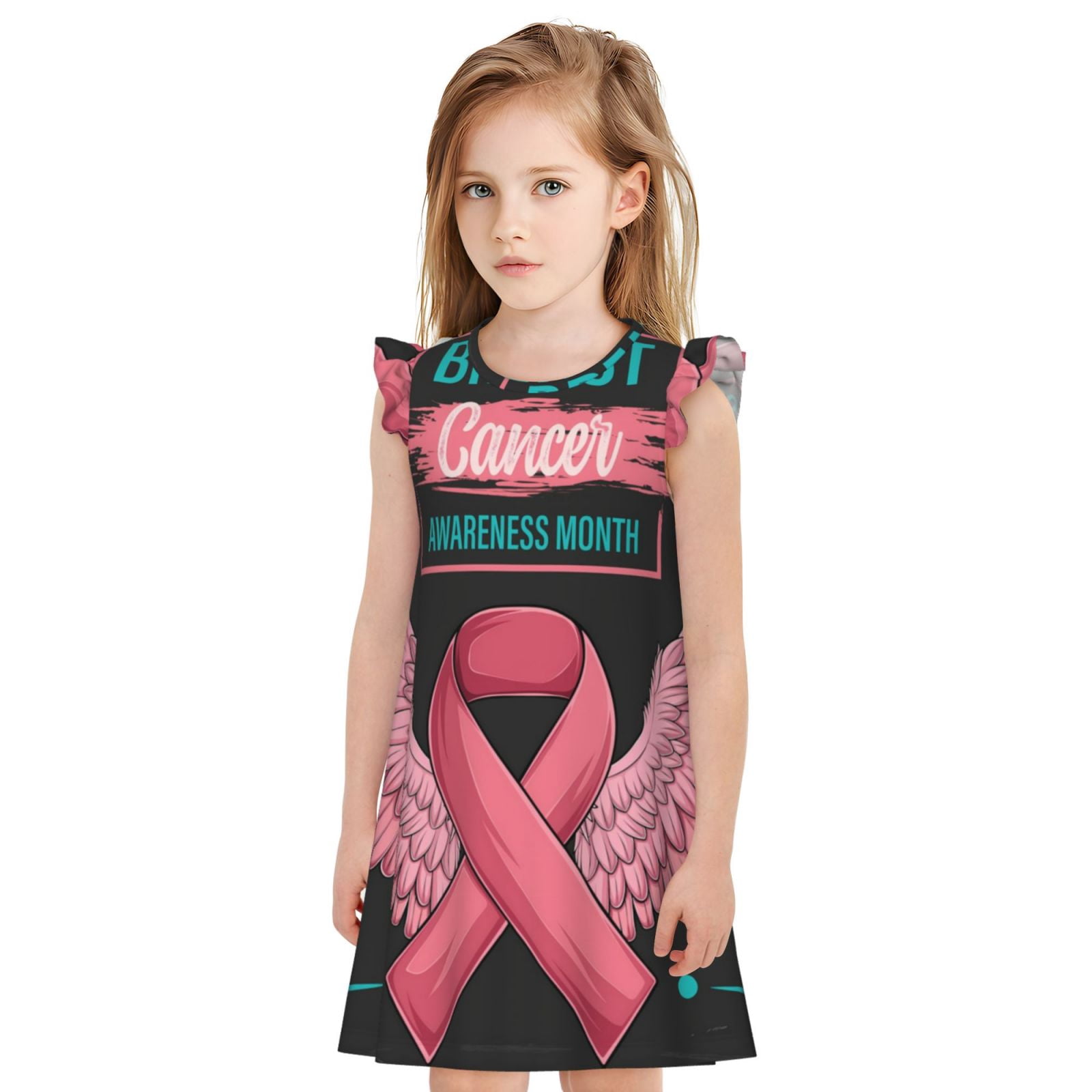 Yiaed Ribbon With Angel Wings Print Girls Nightgowns, Princess Pajama ...