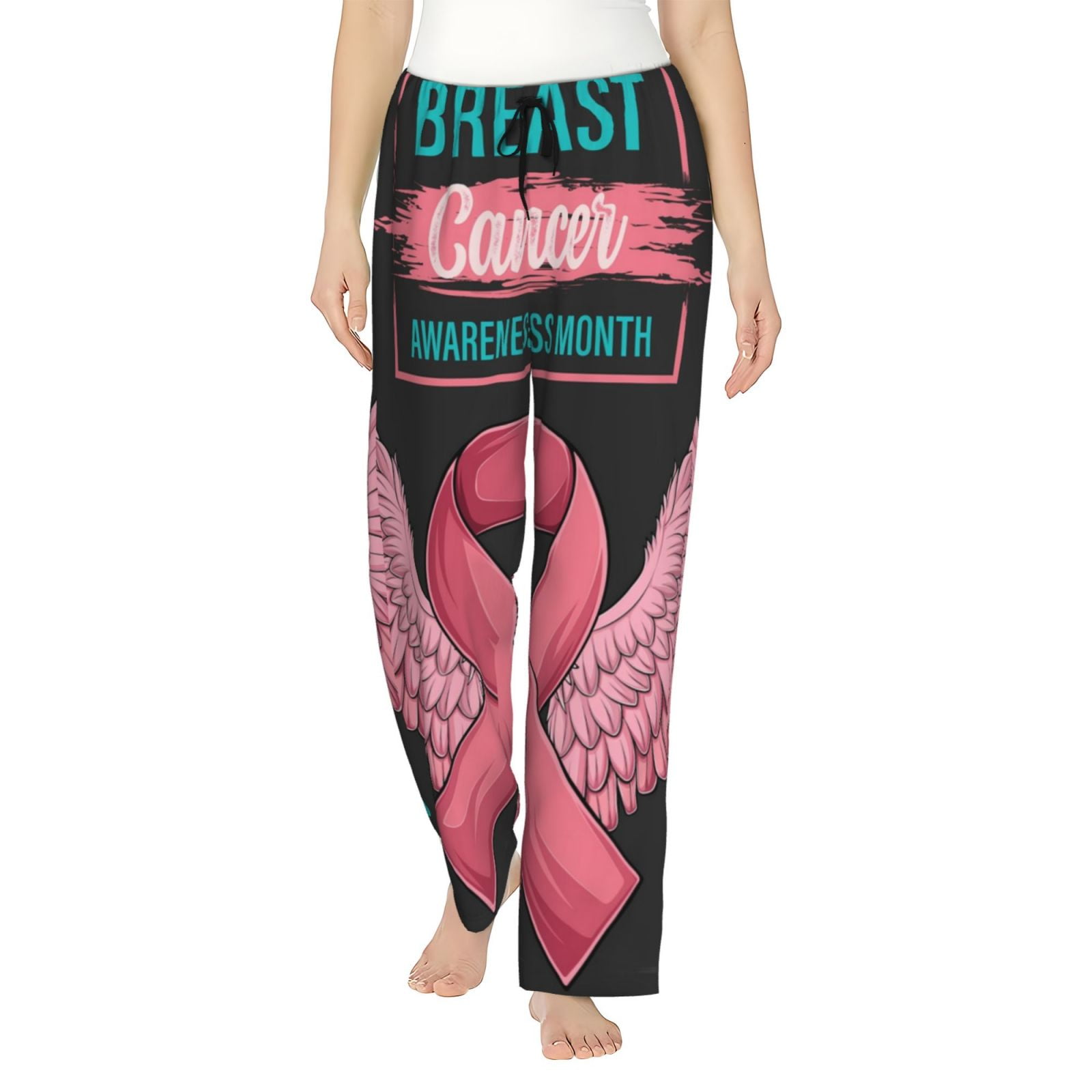Yiaed Ribbon With Angel Wings Print Womens Lounge Pants, Loose PJ ...
