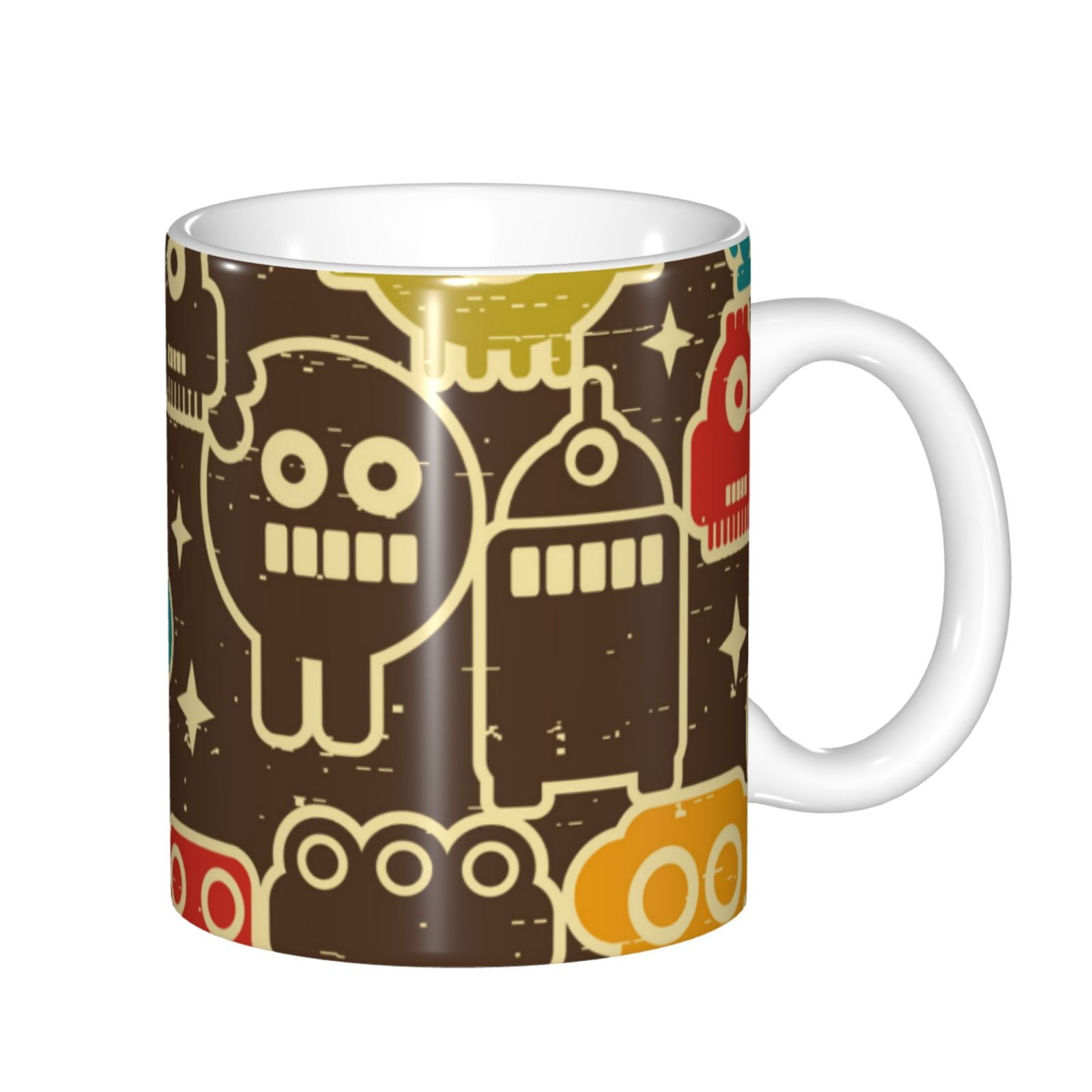 Yiaed Robot and Monsters Print Ceramics Coffee,Large Handle Design ...