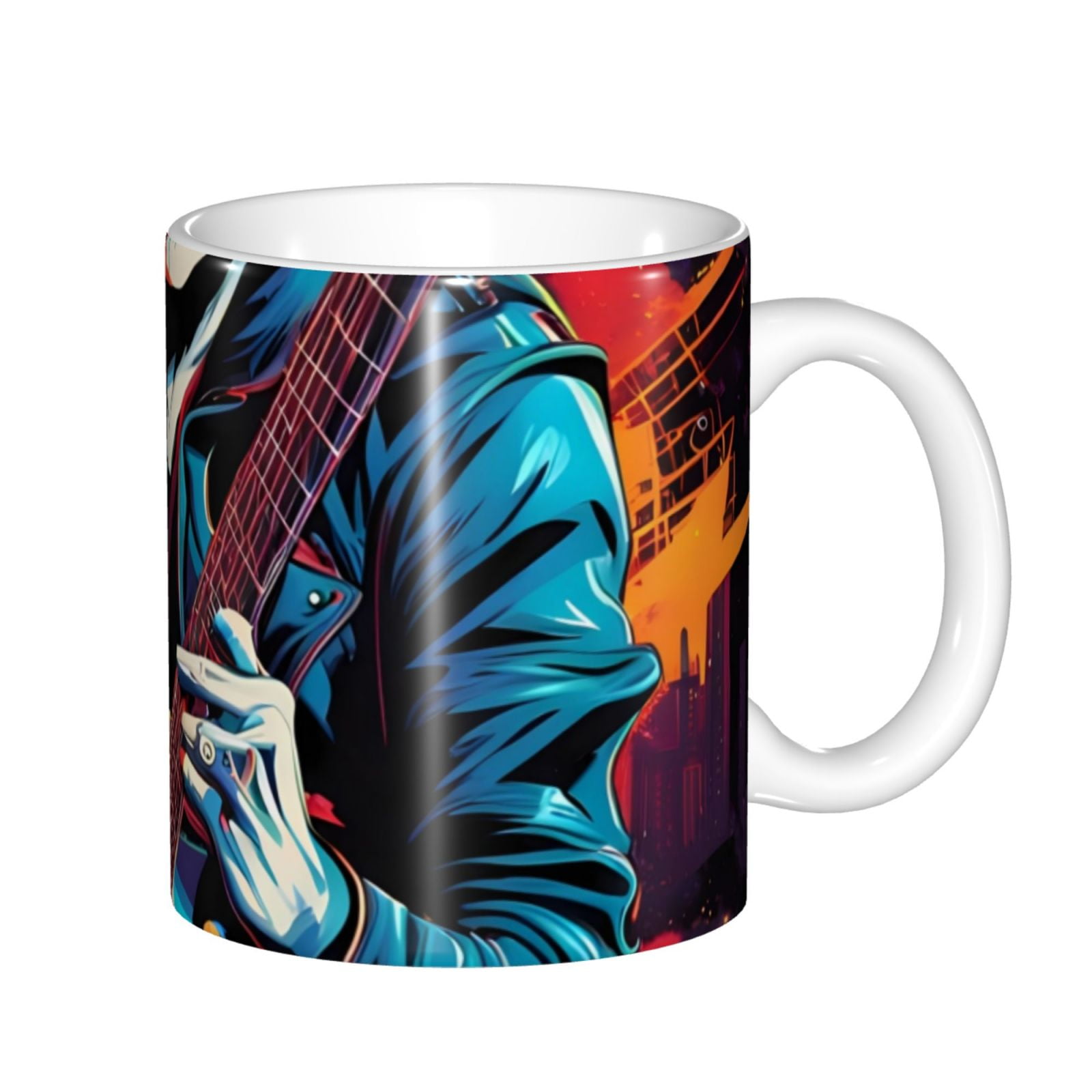 Yiaed Rock Skull Singer Print Ceramics Coffee,Large Handle Design,Extra ...