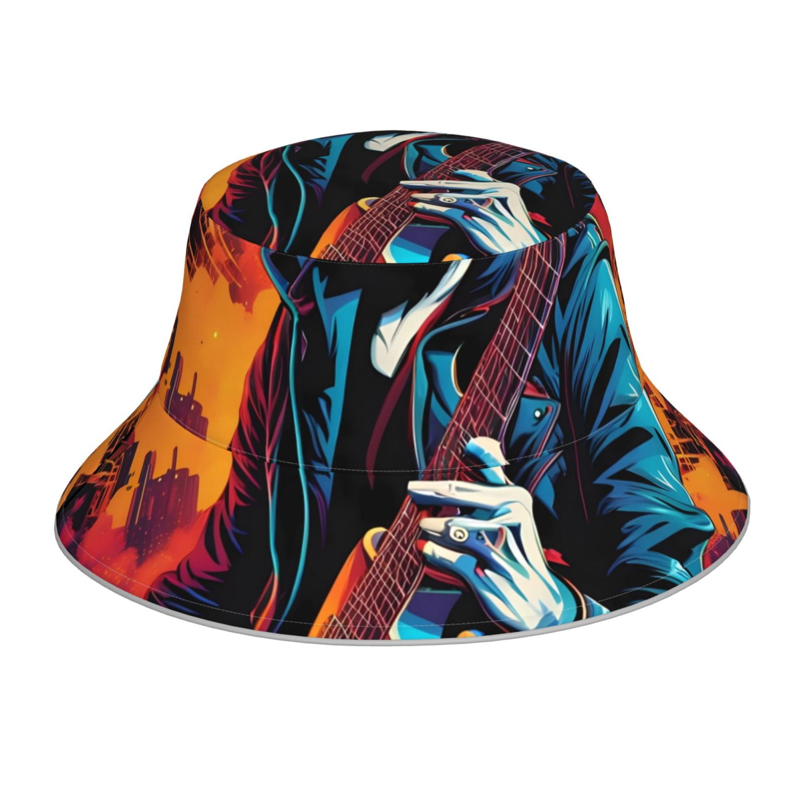 Yiaed Rock Skull Singer Print Reflective Stripe Bucket Hat Unisex Funny ...