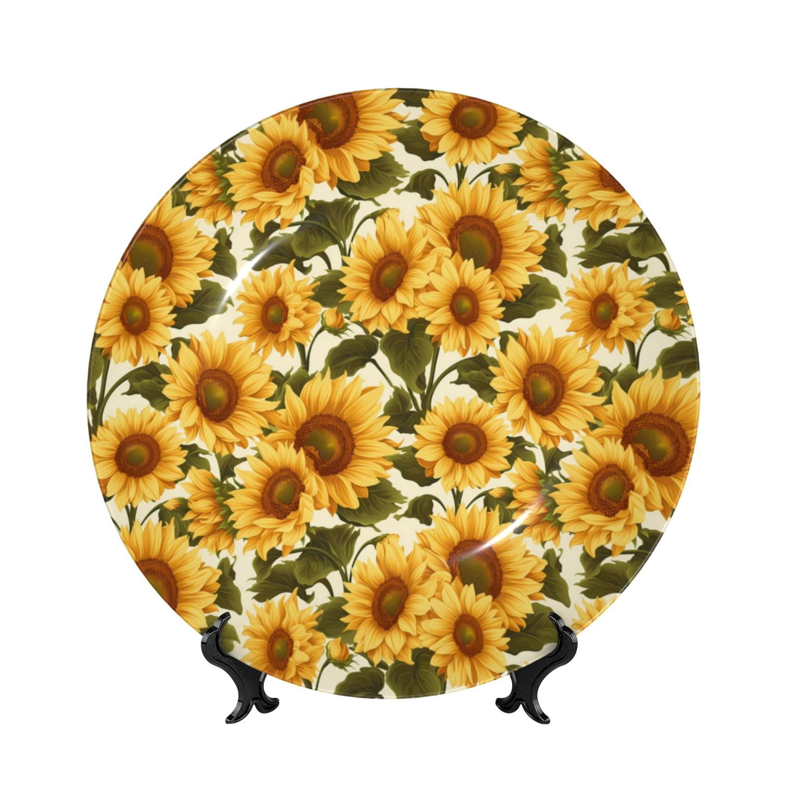 Yiaed Romantic Elegant Sunflower Print Bone China Decorative Plate ...