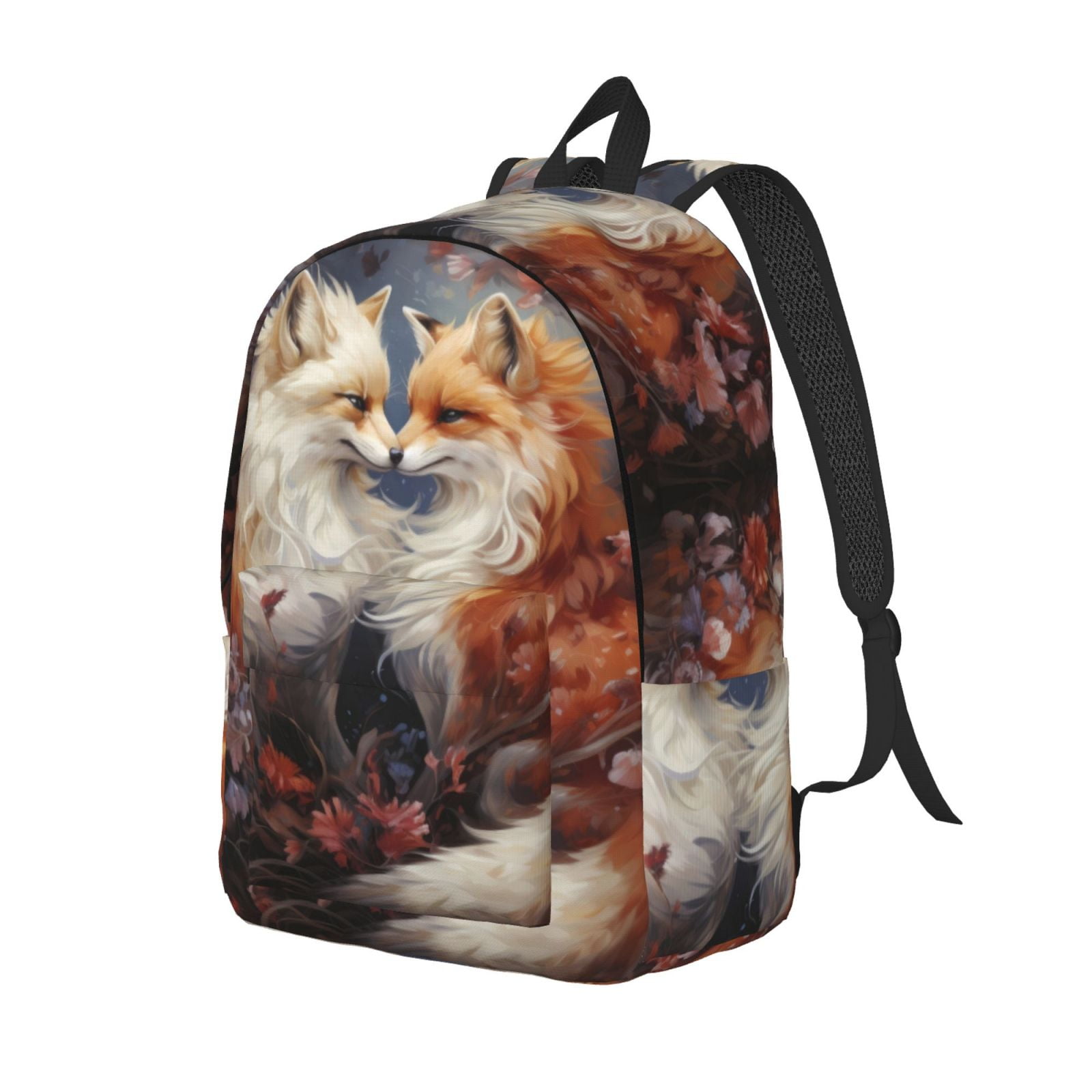 Yiaed Romantic Flower Fox Couple Print Print Laptop Backpack Travel ...