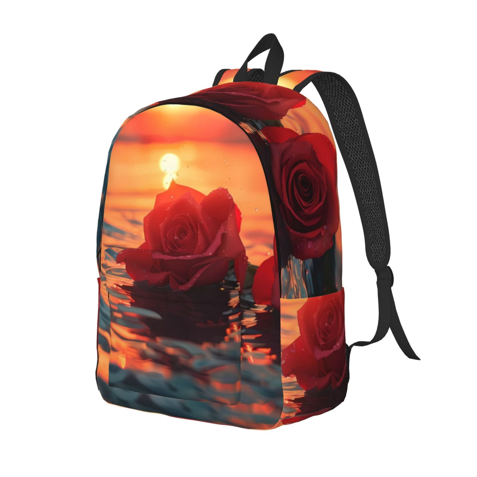 Yiaed Romantic Roses Sunset Ocean Print Laptop Backpack Travel Canvas ...