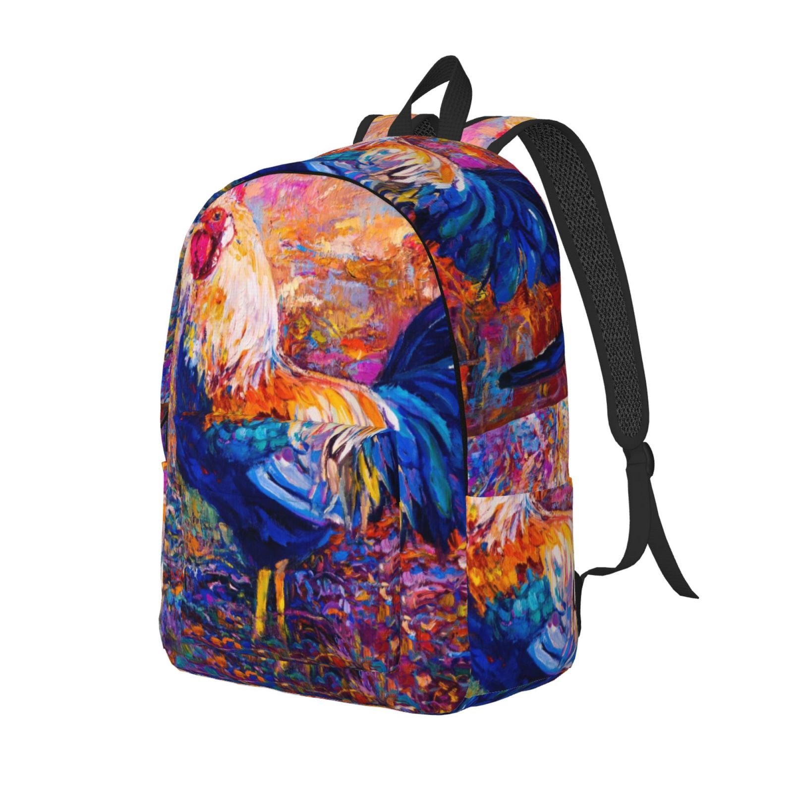Yiaed Rooster Oil Painting Print Print Laptop Backpack Travel Canvas ...