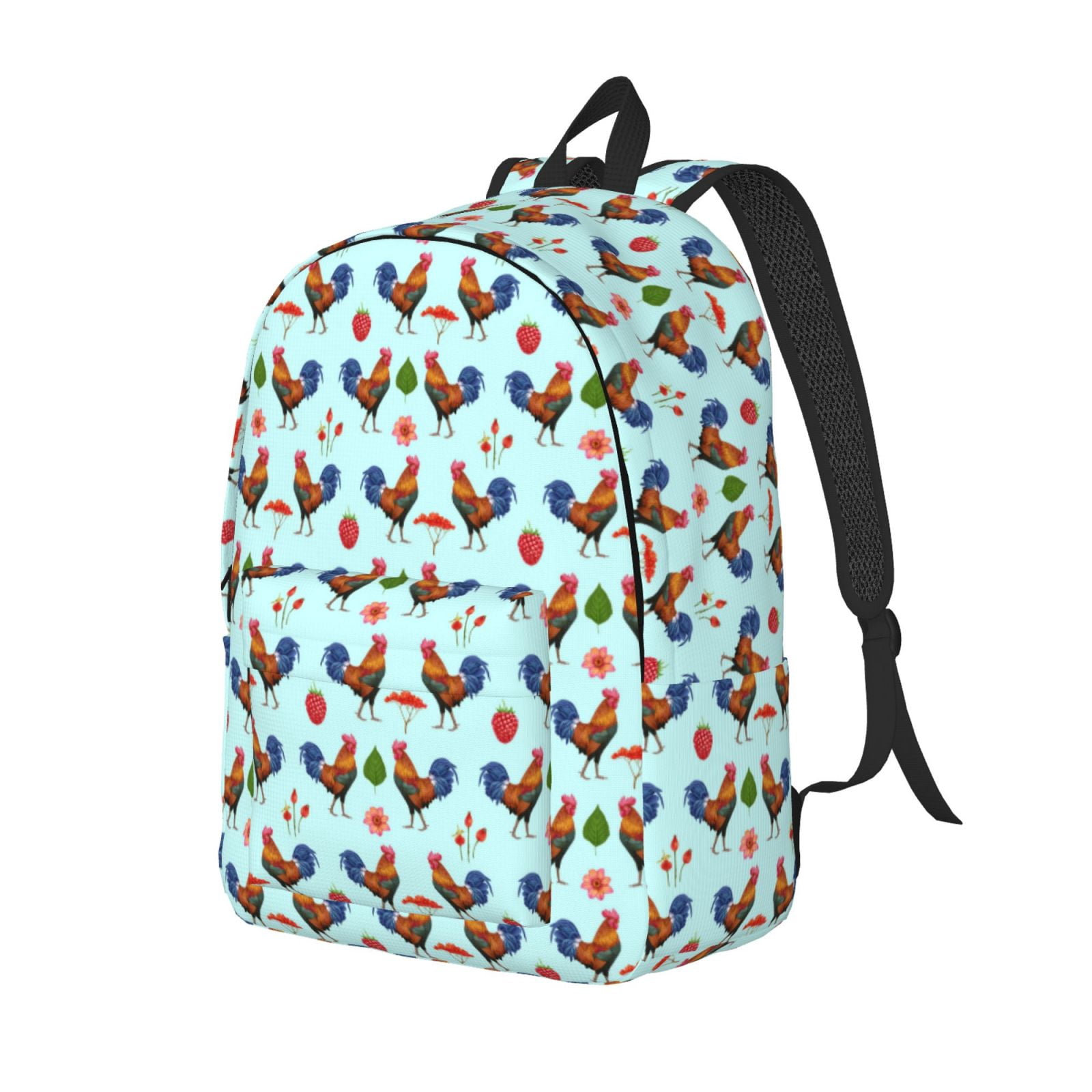 Yiaed Roosters And Plants Print Laptop Backpack Travel Canvas Backpack ...