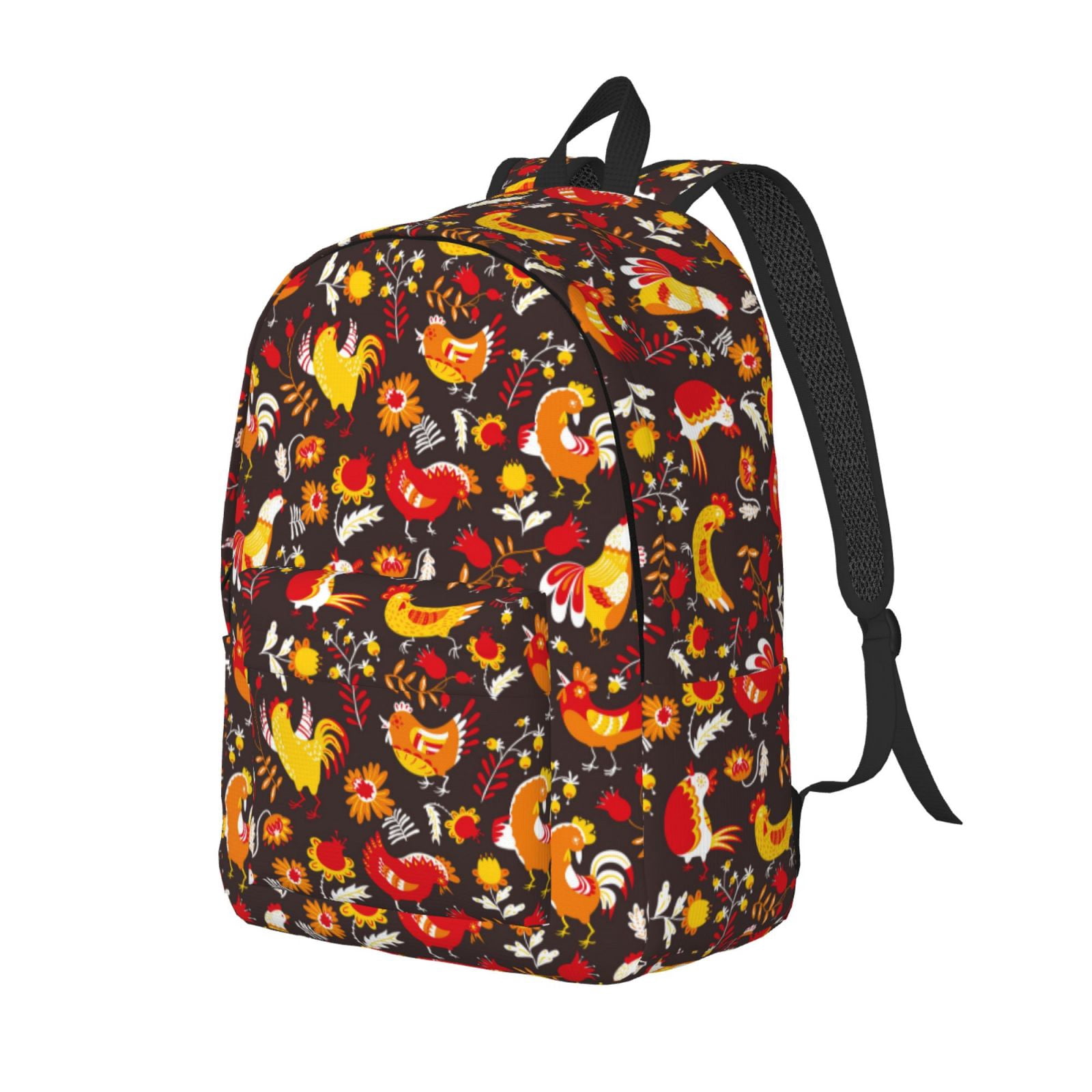 Yiaed Roosters Print Laptop Backpack Travel Canvas Backpack Vintage ...