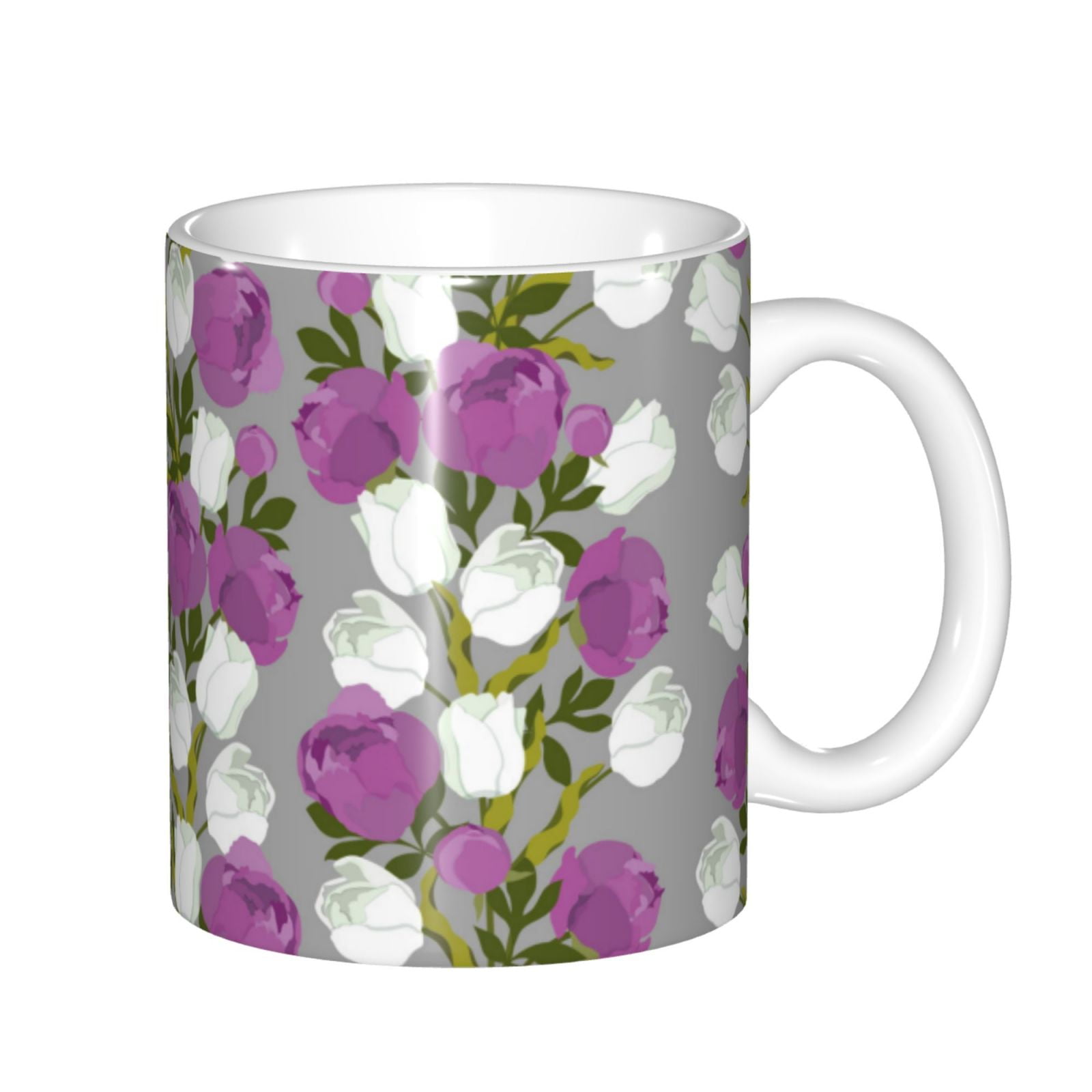 Yiaed Rose Flowers Print Ceramics Coffee,Large Handle Design,Extra ...