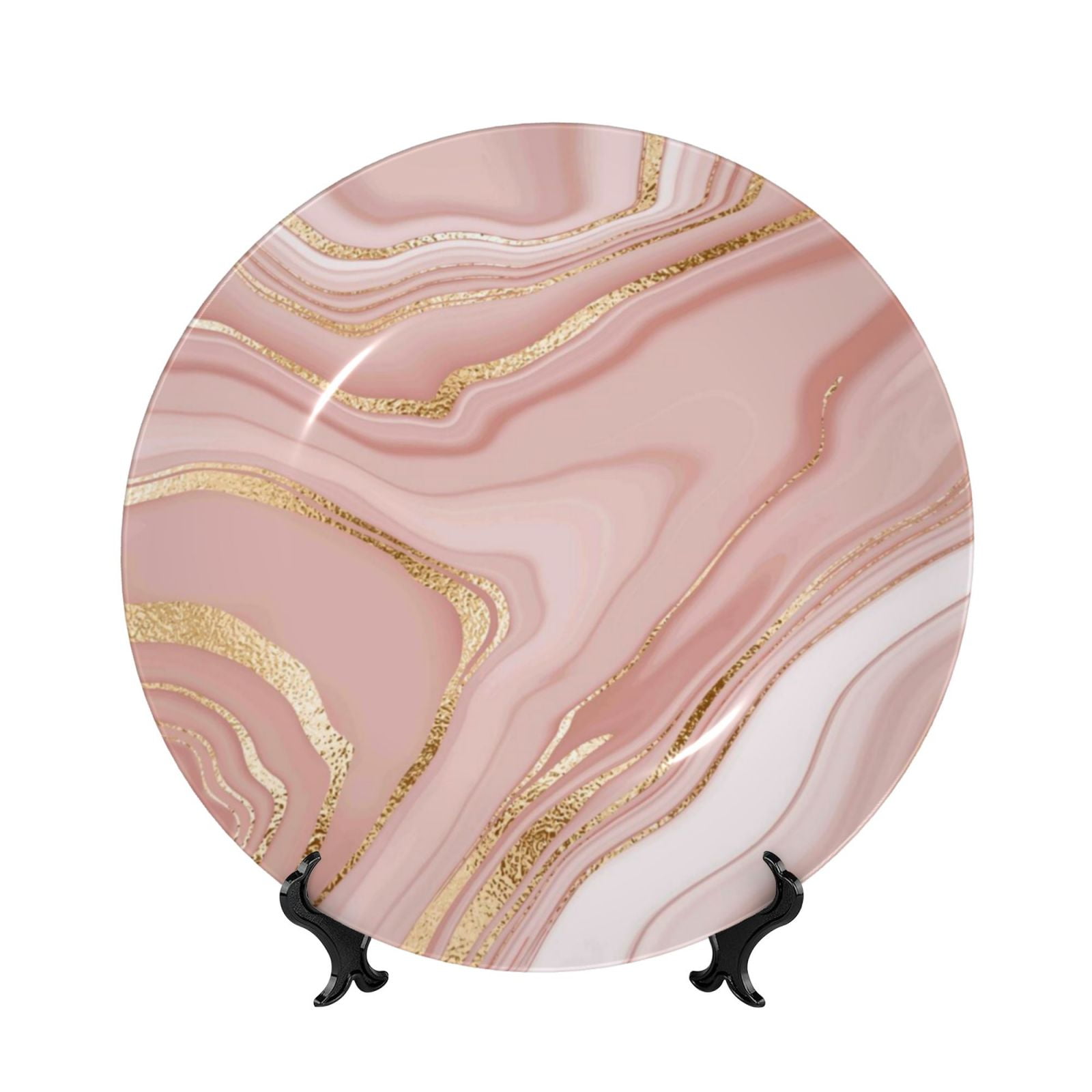Yiaed Rose Gold Glitter Splatter Print Bone China Decorative Plate ...