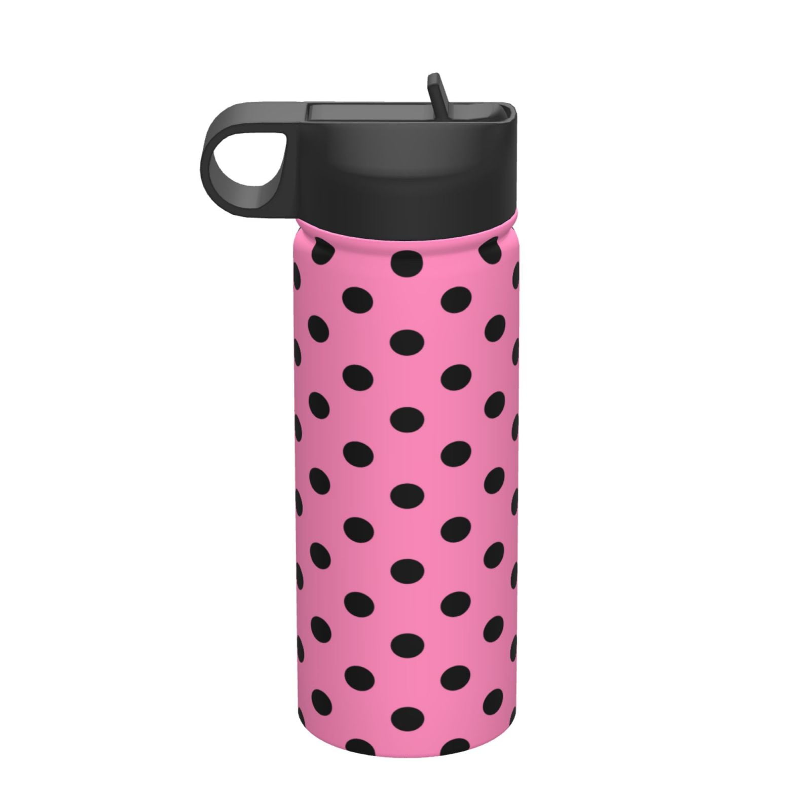 Yiaed Rose red polka dots Print Water Bottle with Straw Lid, Stainless ...