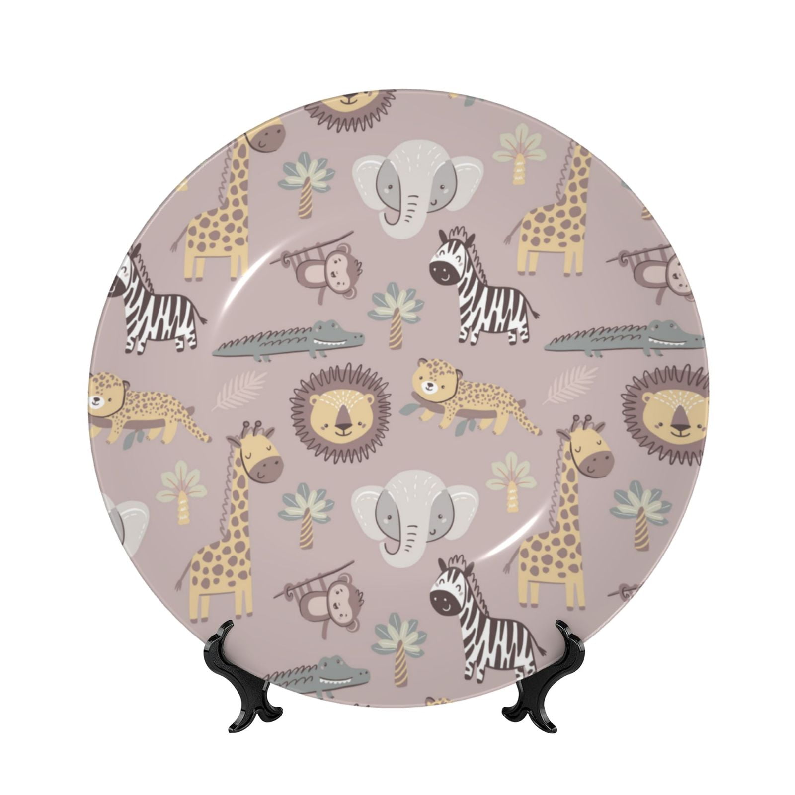 Yiaed Safari Animals Print Bone China Decorative Plate Ceramic Dinner ...