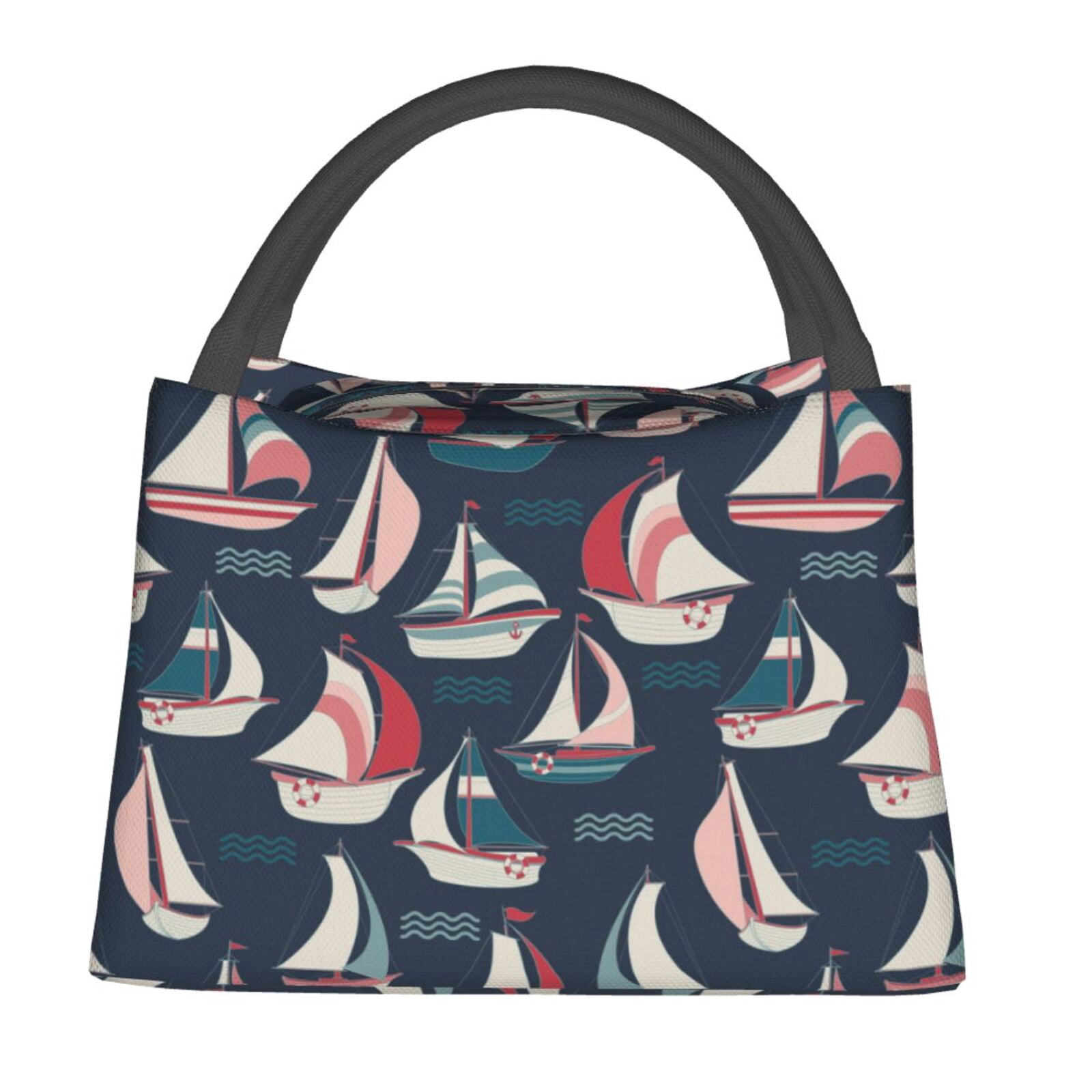 Yiaed Sailboat And Wave Print Lunch box lunch bag Portable Insulated ...