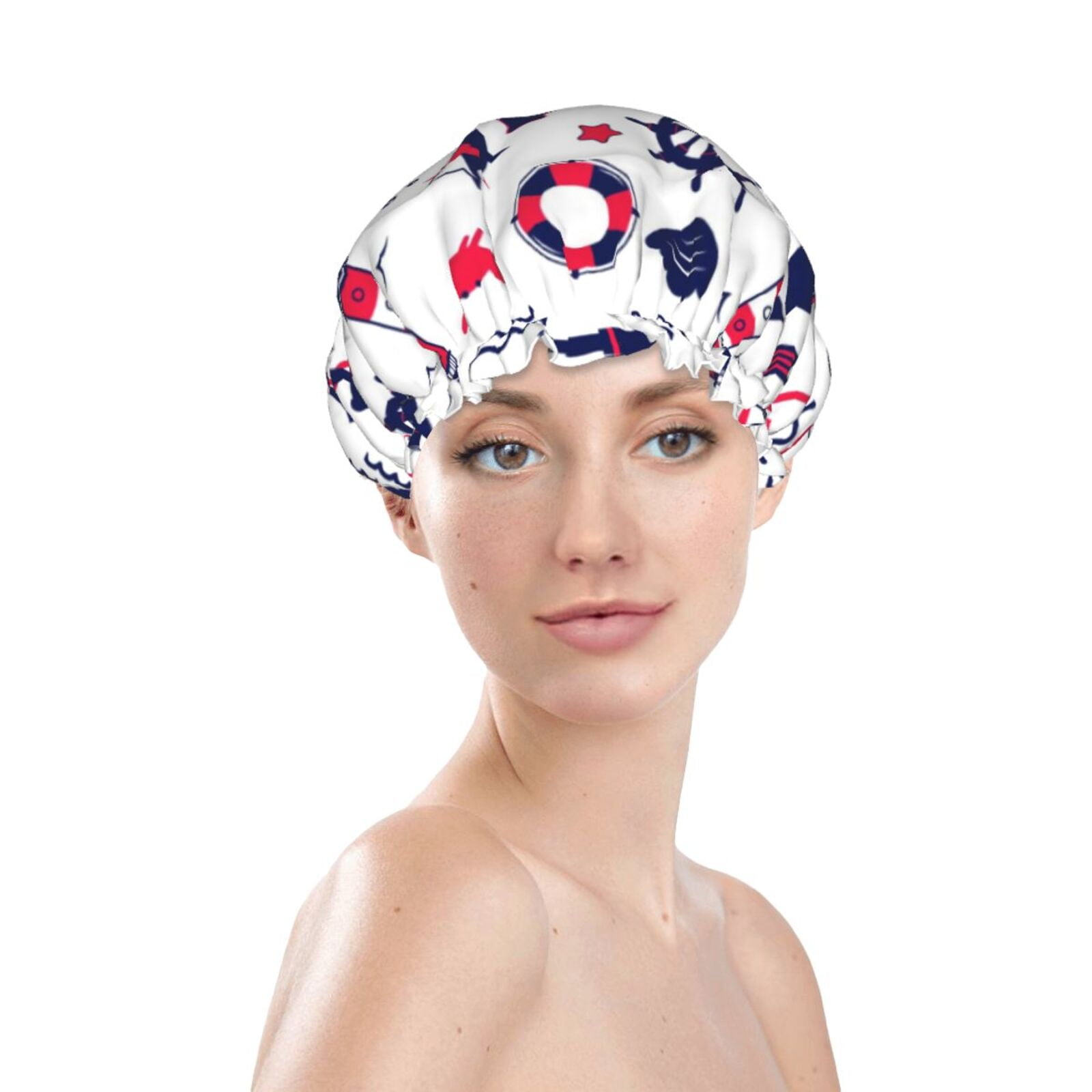 Yiaed Sailing Marine Travel Print Reusable Shower Cap & Bath Cap ...