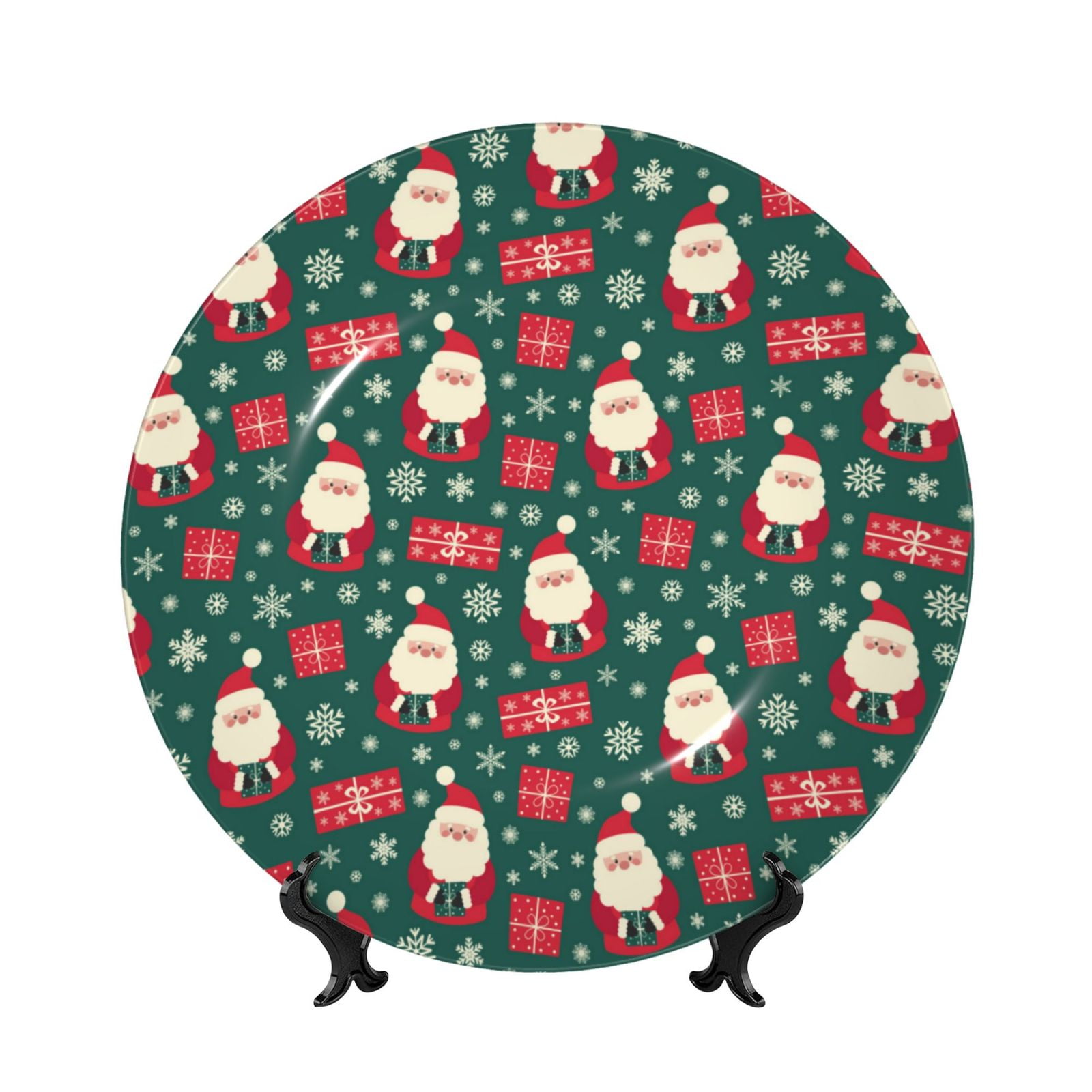 Yiaed Santa Claus Print Bone China Decorative Plate Ceramic Dinner ...