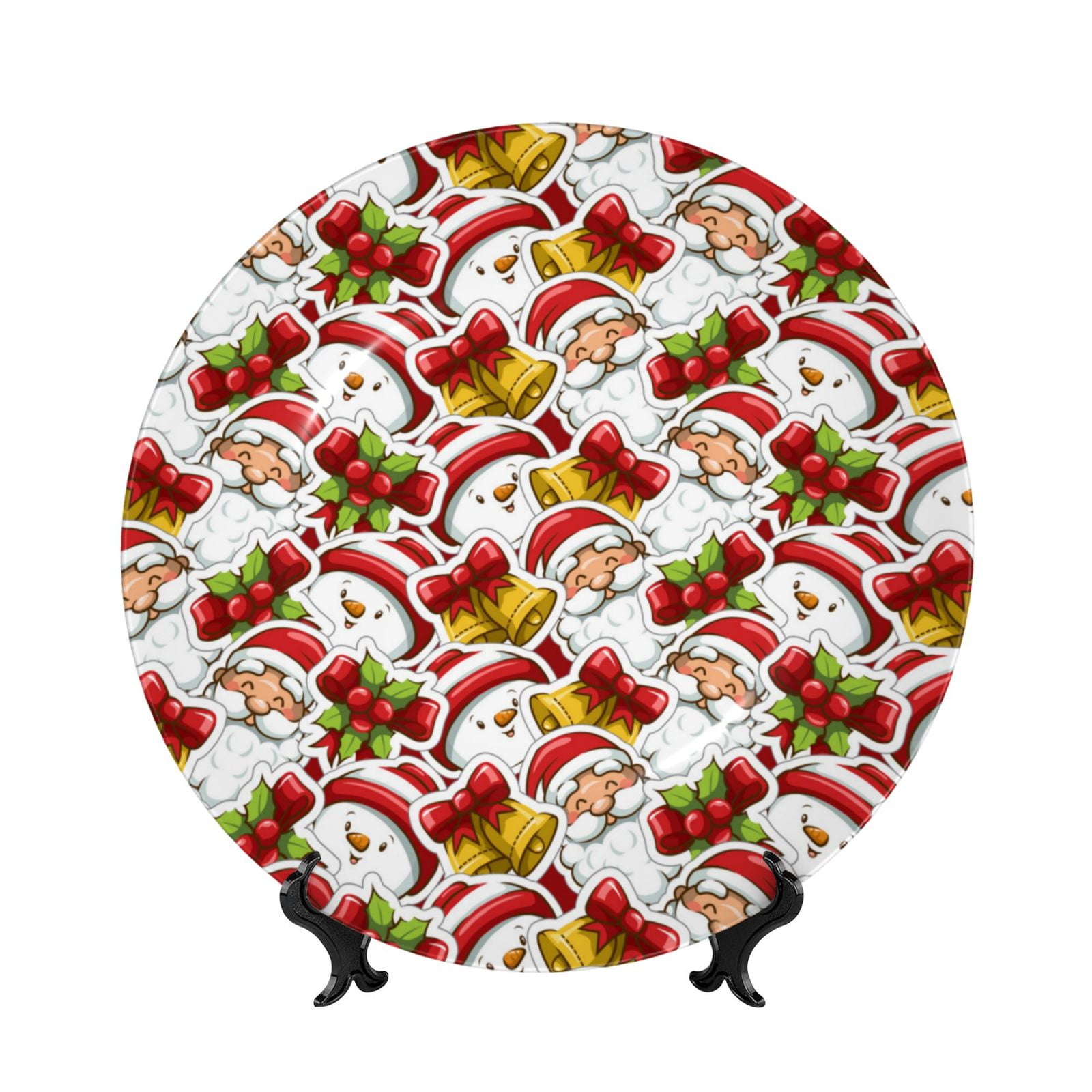 Yiaed Santa Claus bells Snowman Print Bone China Decorative Plate ...