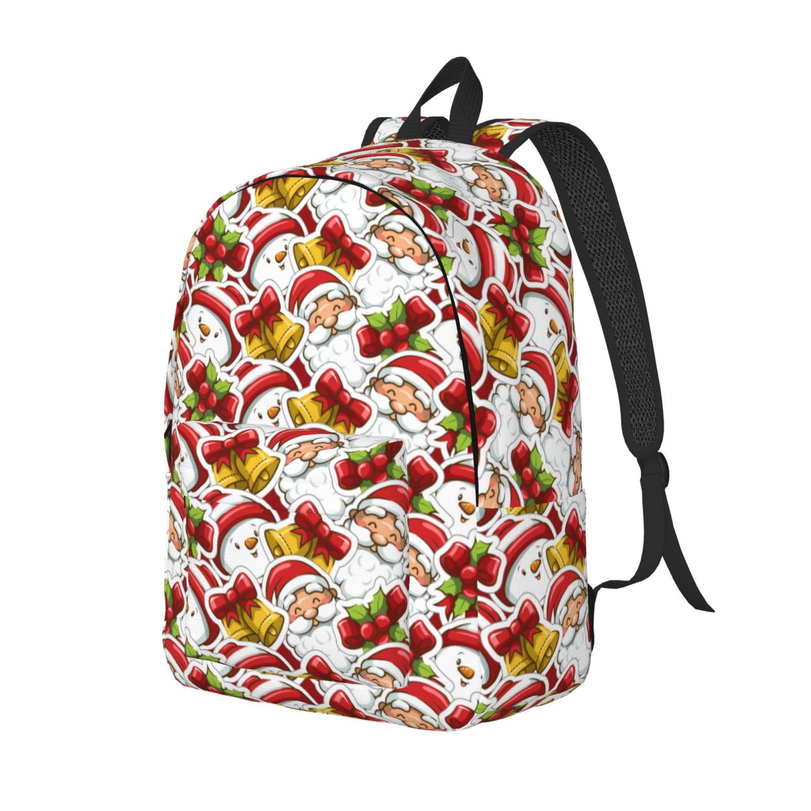 Yiaed Santa Claus bells Snowman Print Laptop Backpack Travel Canvas ...