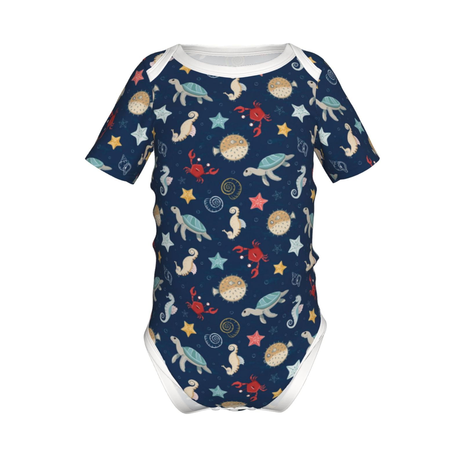Yiaed Sea Creatures Print Infant Climbing Short Sleeve Onesie One-Piece ...