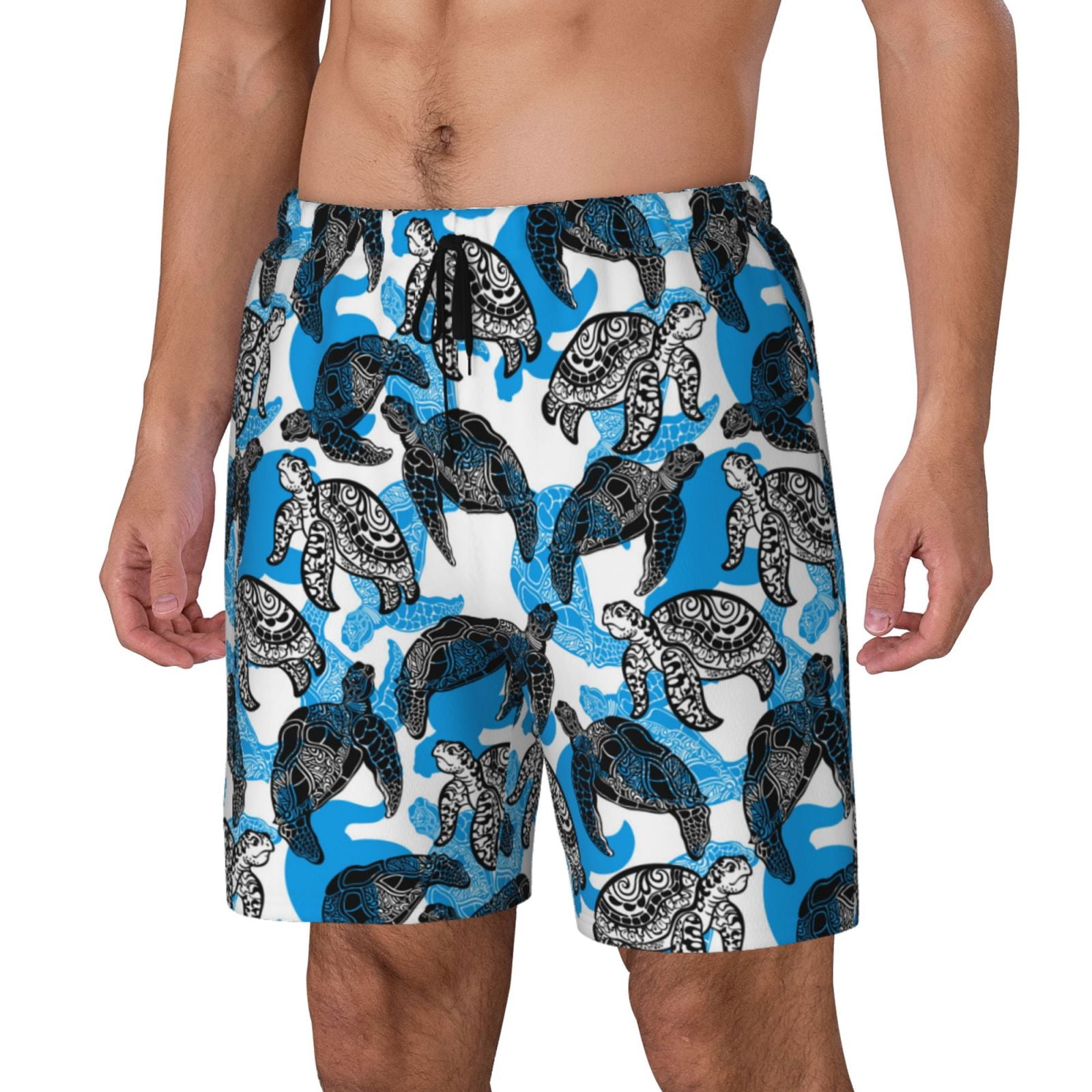 Yiaed Sea Turtle Life Print Mens Swim Trunks Bathing Suit Compression ...