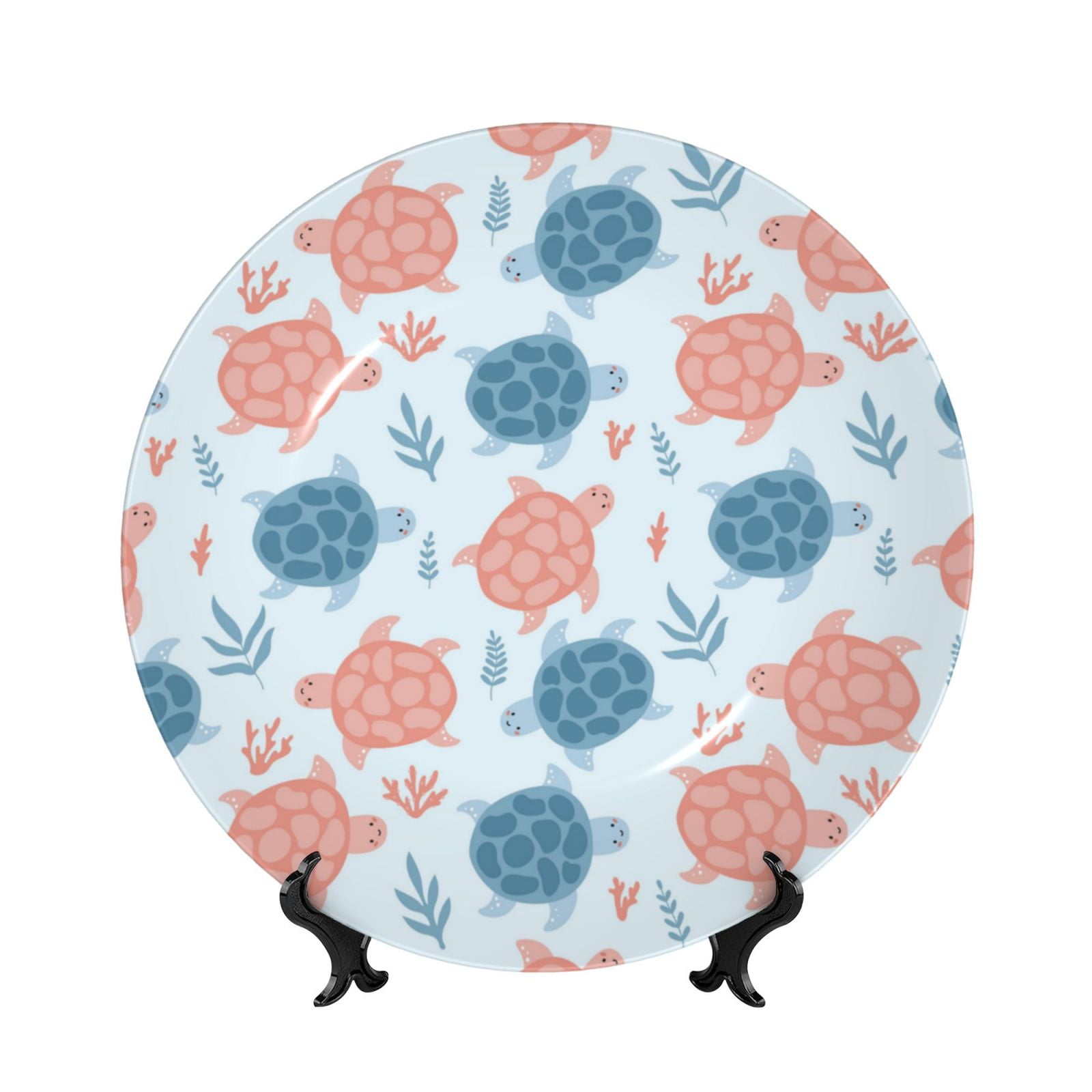 Yiaed Sea Turtle Print Bone China Decorative Plate Ceramic Dinner ...