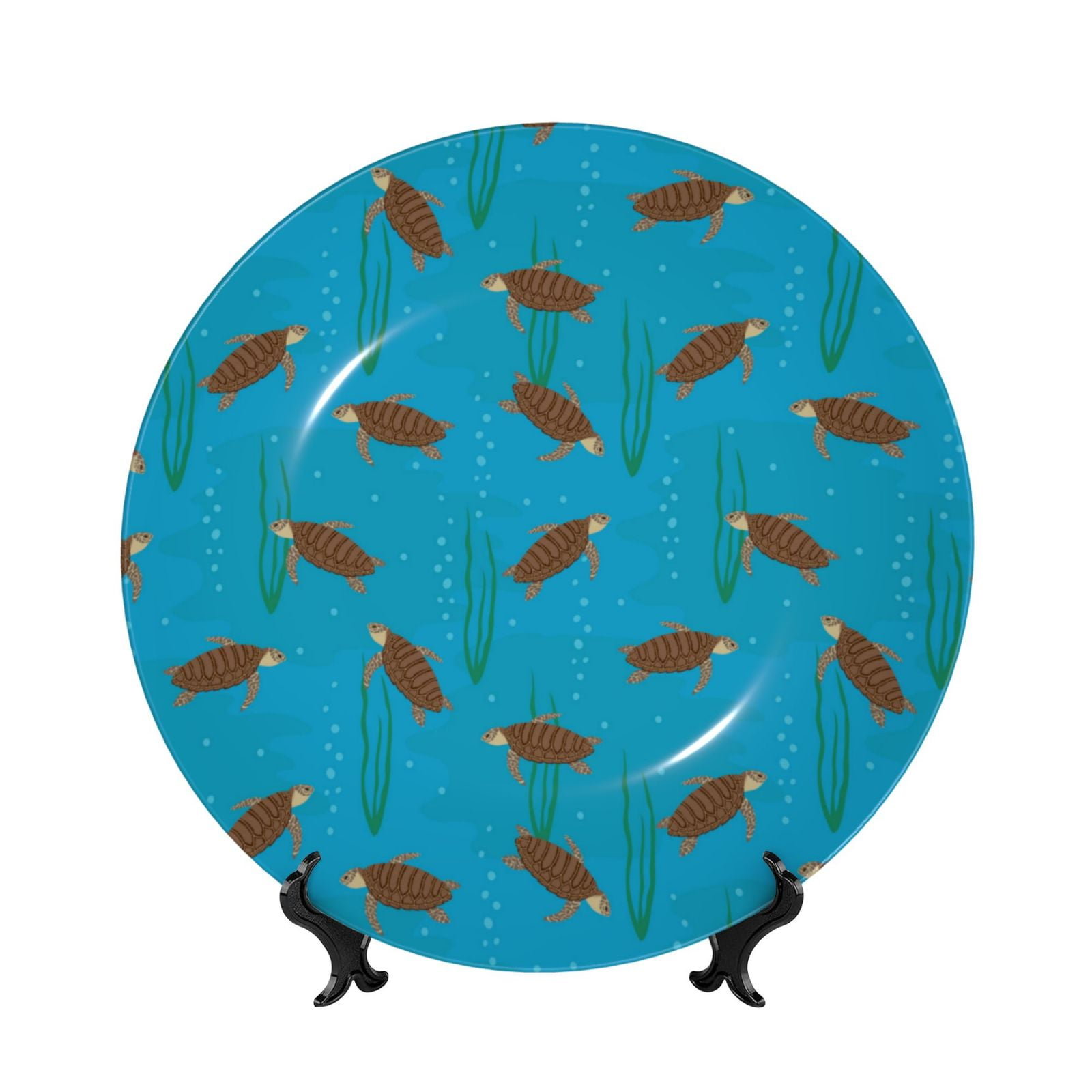 Yiaed Sea Turtle Print Bone China Decorative Plate Ceramic Dinner ...
