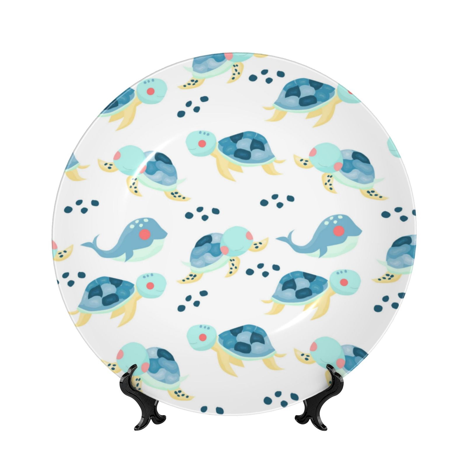 Yiaed Sea Turtle Print Bone China Decorative Plate Ceramic Dinner ...