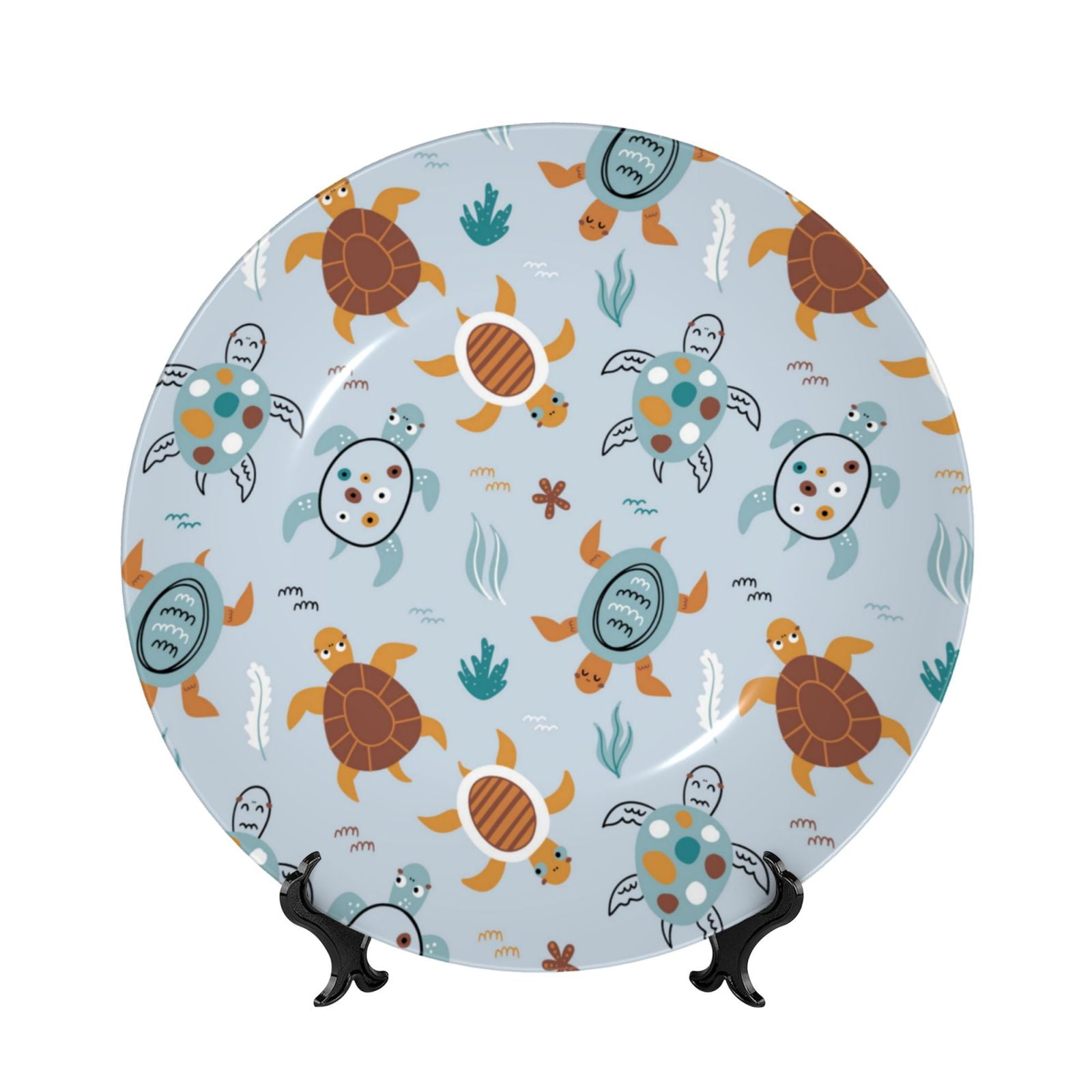 Yiaed Sea Turtle Print Bone China Decorative Plate Ceramic Dinner ...