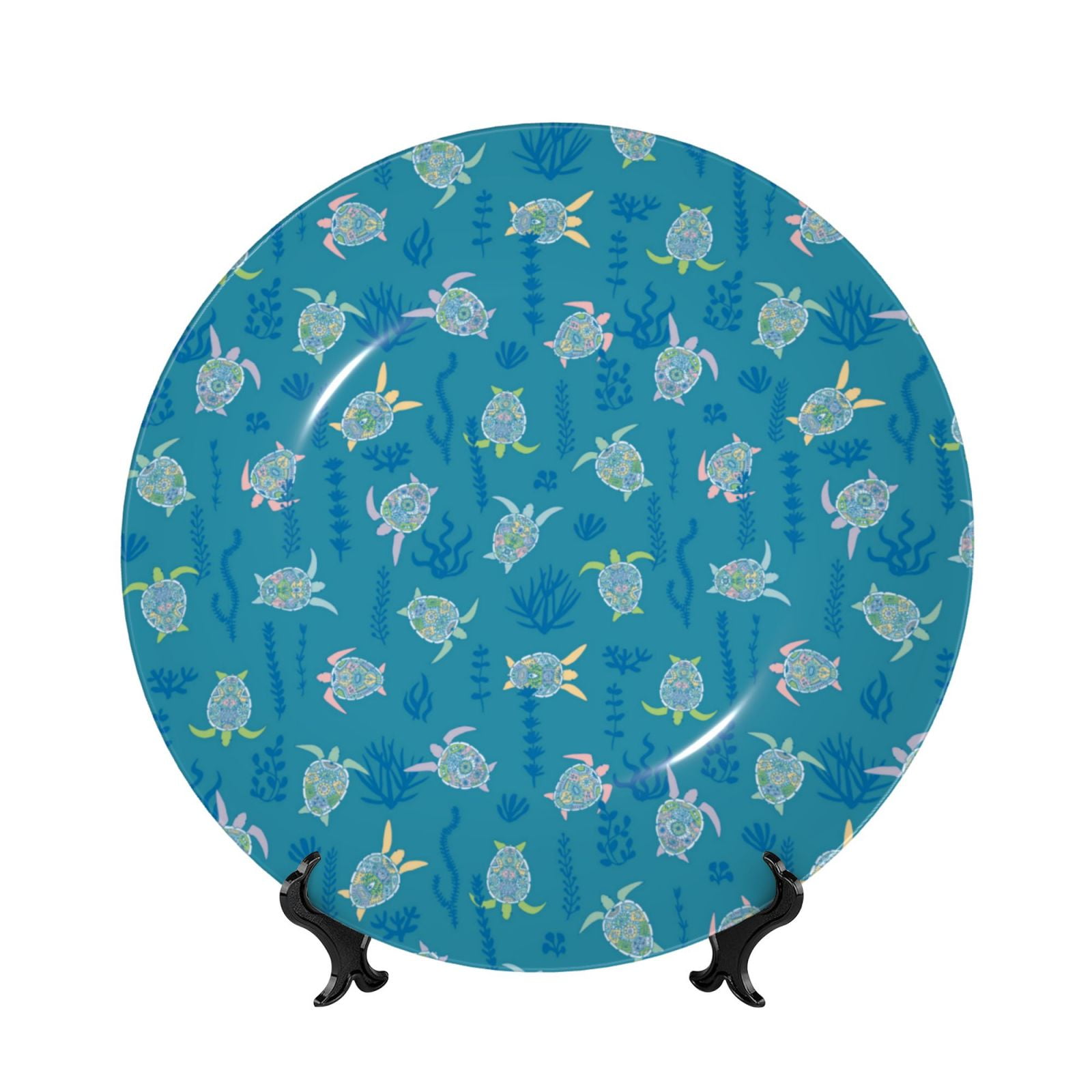 Yiaed Sea Turtle Print Bone China Decorative Plate Ceramic Dinner ...