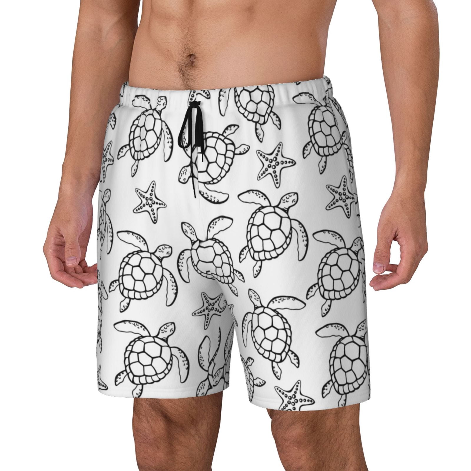 Yiaed Sea Turtle Print Mens Swim Trunks Bathing Suit Compression Liner ...