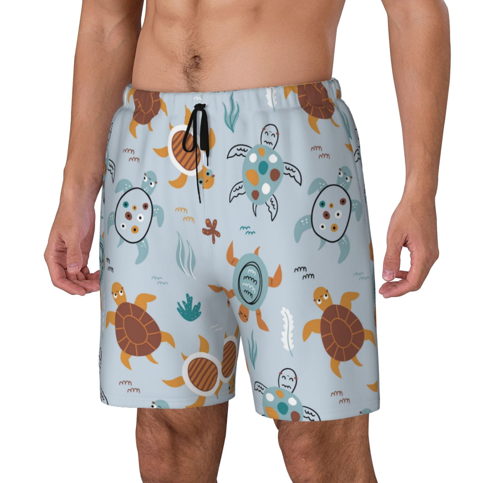 Yiaed Sea Turtle Print Mens Swim Trunks Bathing Suit Compression Liner ...