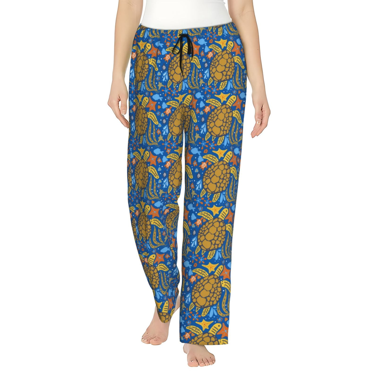 Yiaed Sea Turtle Print Womens Lounge Pants, Loose PJ Bottoms, Long ...