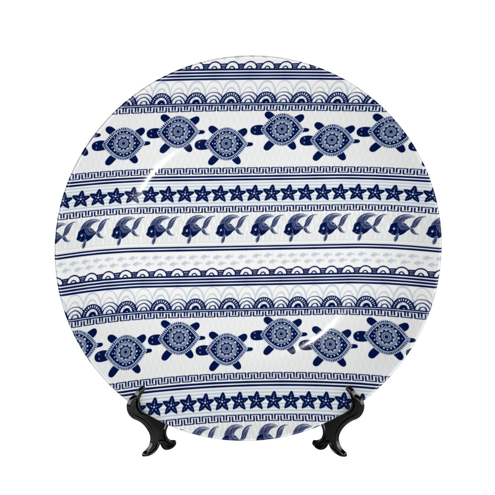 Yiaed Sea Underwater Turtles Print Bone China Decorative Plate Ceramic ...