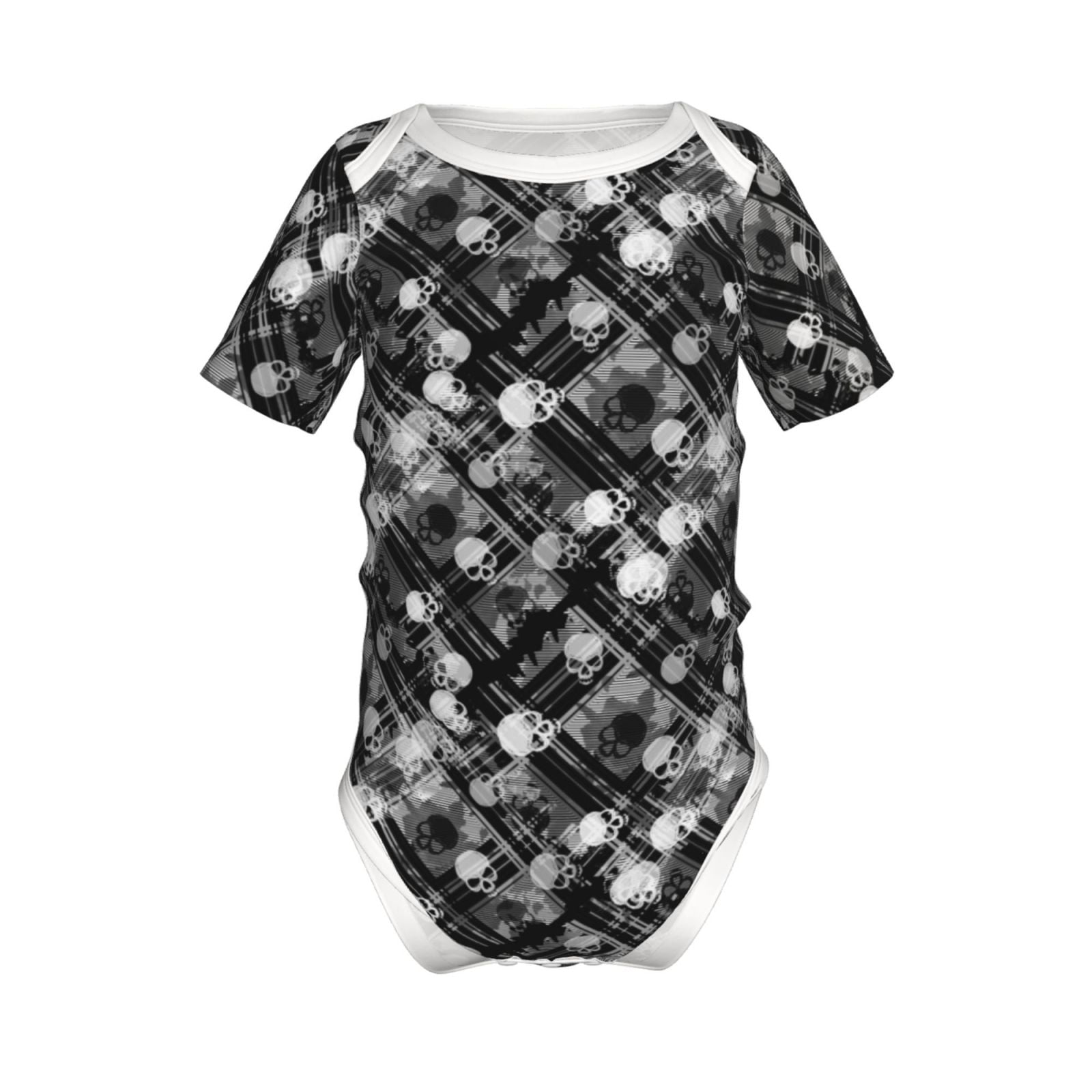 Yiaed Seamless Pattern With Skulls Print Infant Climbing Short Sleeve ...