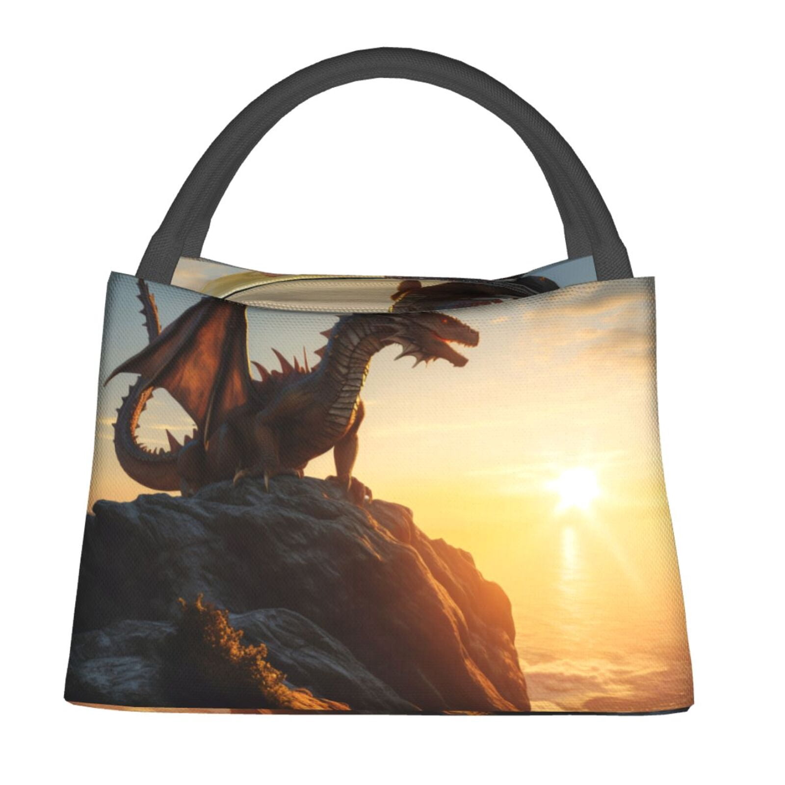 Yiaed Seaside Sunset Cool Dragon Print Lunch box lunch bag Portable ...