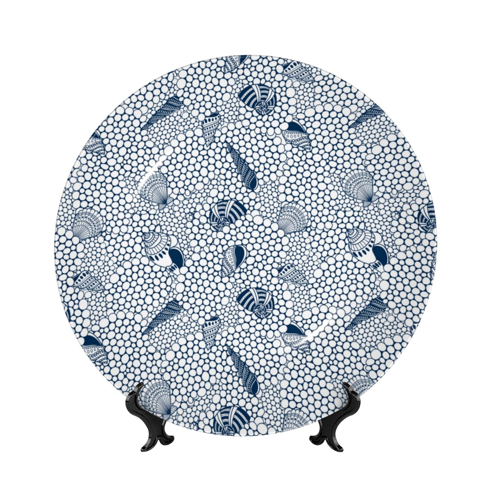 Yiaed Shells And Sand Print Bone China Decorative Plate Ceramic Dinner ...