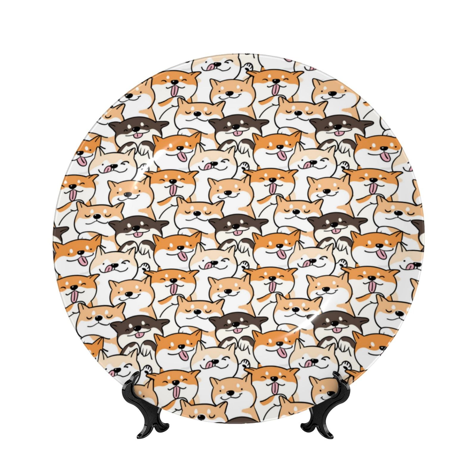 Yiaed Shiba Inu Dog Print Bone China Decorative Plate Ceramic Dinner ...