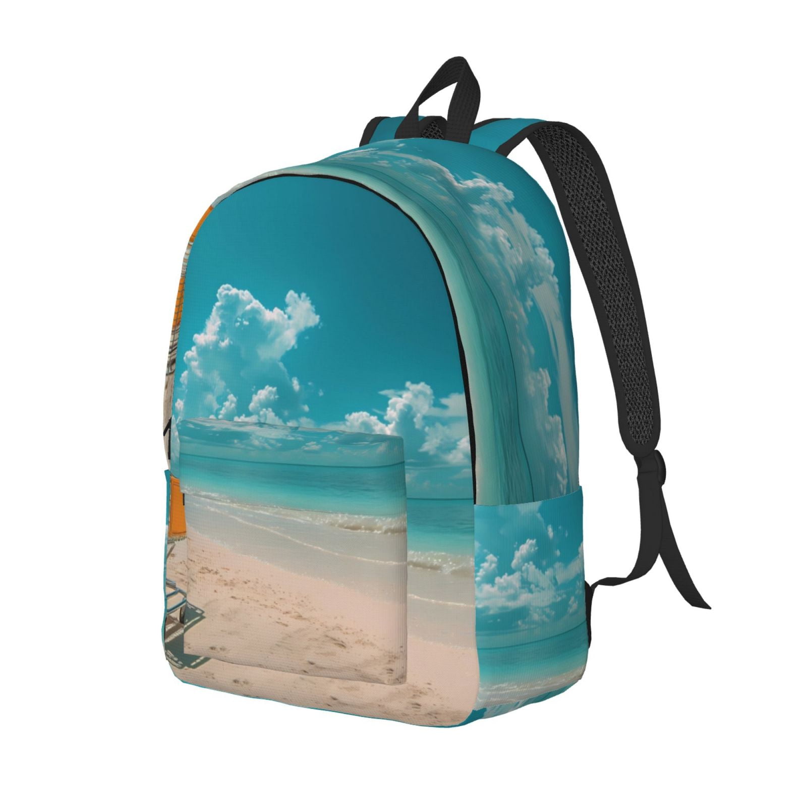 Yiaed Shopping Cart On Tropical Beach Print Laptop Backpack Travel Canvas Backpack Vintage ...