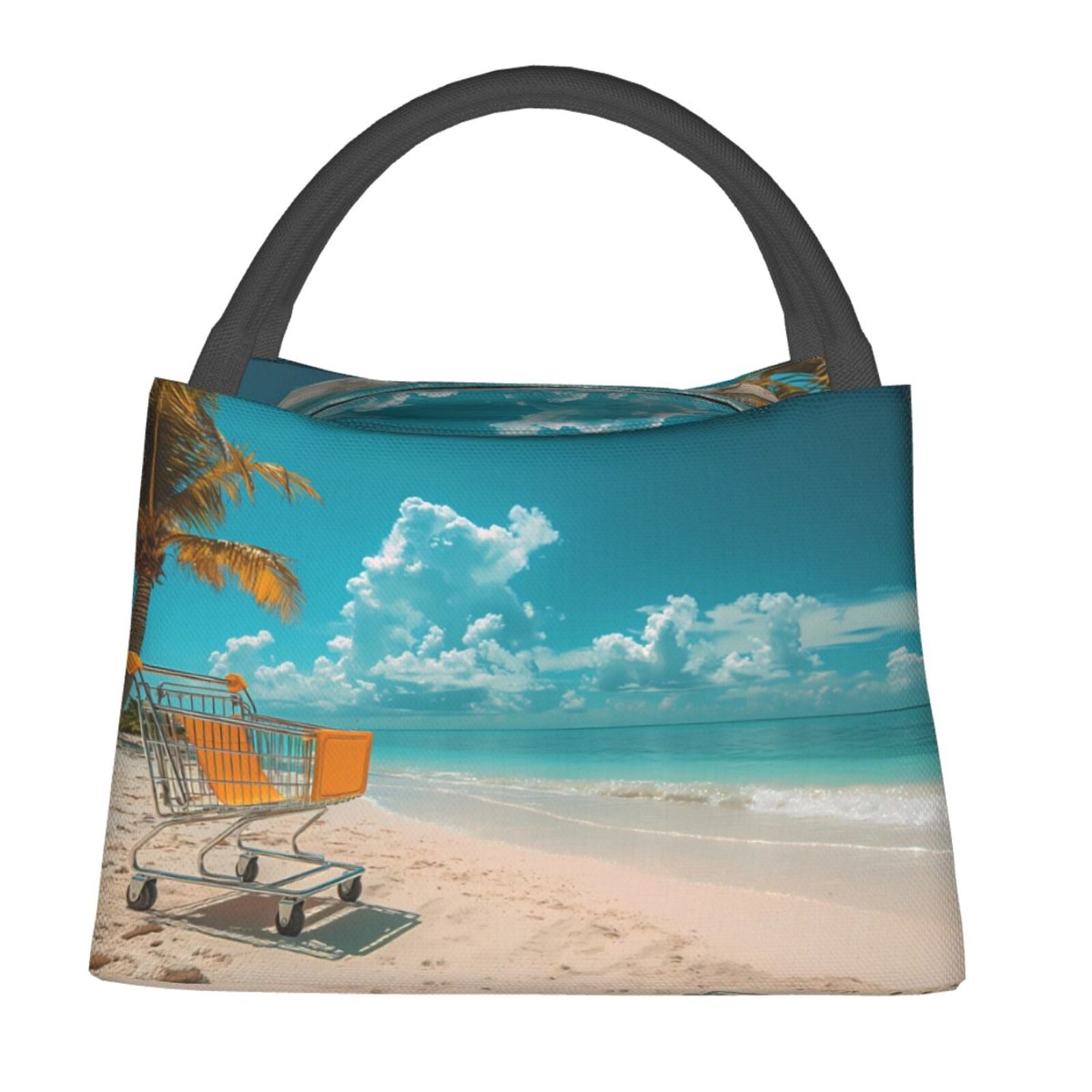 Yiaed Shopping Cart On Tropical Beach Print Lunch box lunch bag ...