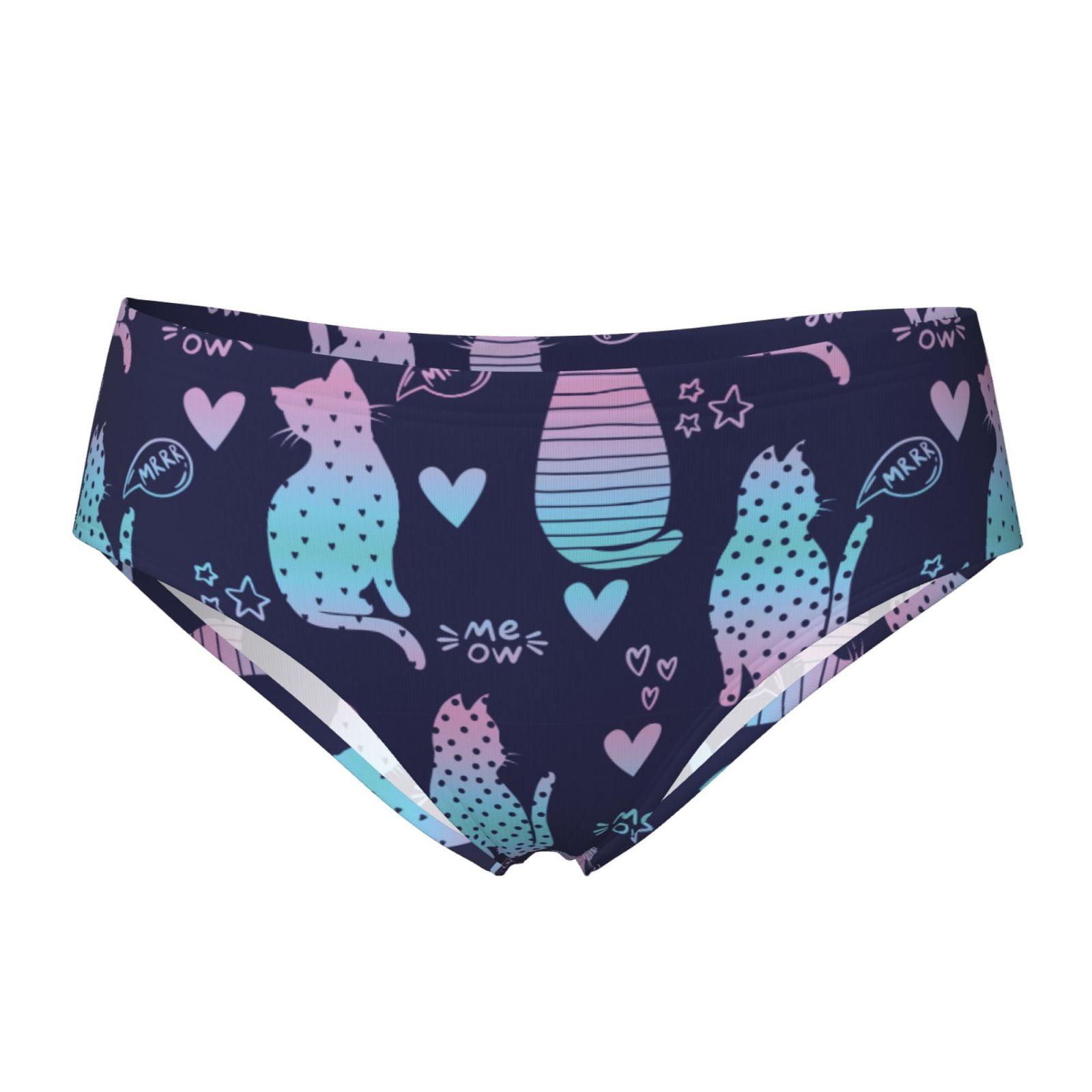 Yiaed Silhouette Cats Pattern Underwear for Women Low Waisted Full ...