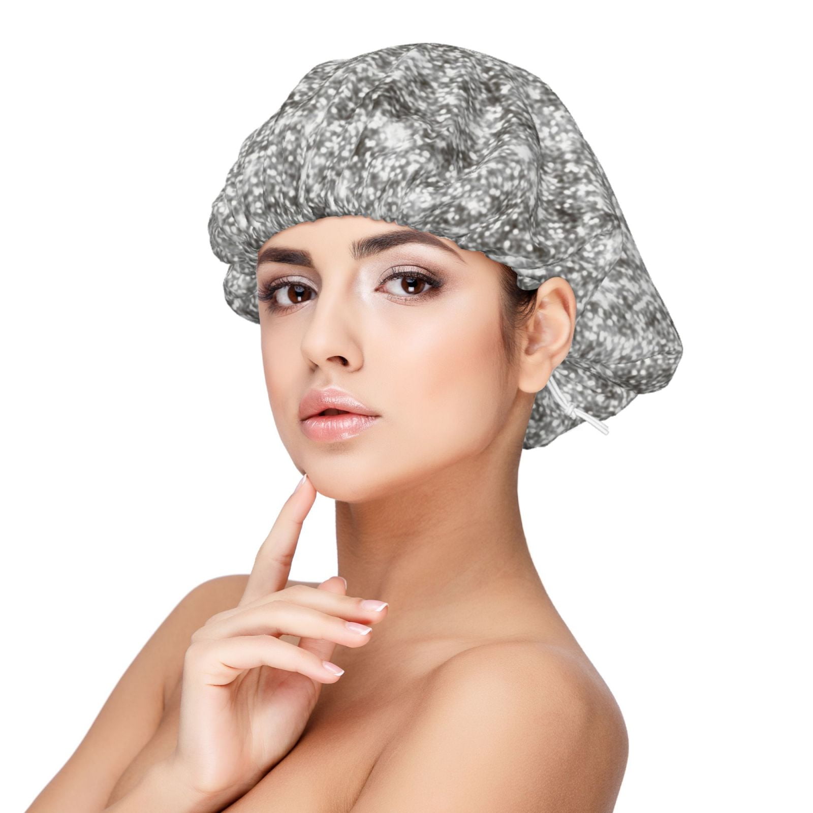 Yiaed Silver Glitter Print Satin Bonnet Silk Bonnet Hair Bonnet for ...